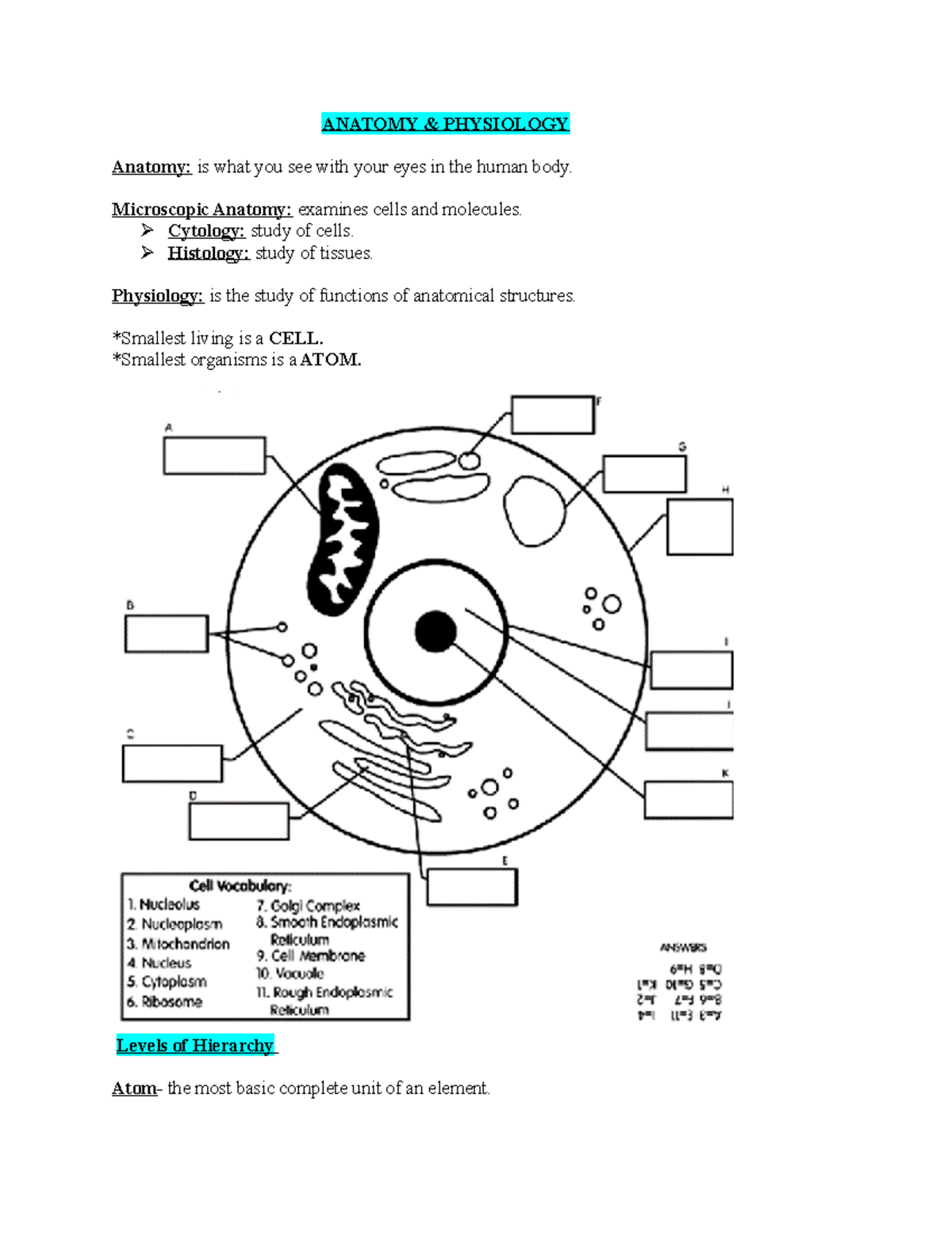 TEAS 6 Prep-with pics - Good for practice - ANATOMY & PHYSIOLOGY ...