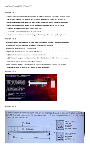 Singly Reinforced Rectangular Beam Problems (Design and Analysis) - Civil engineering - Studocu
