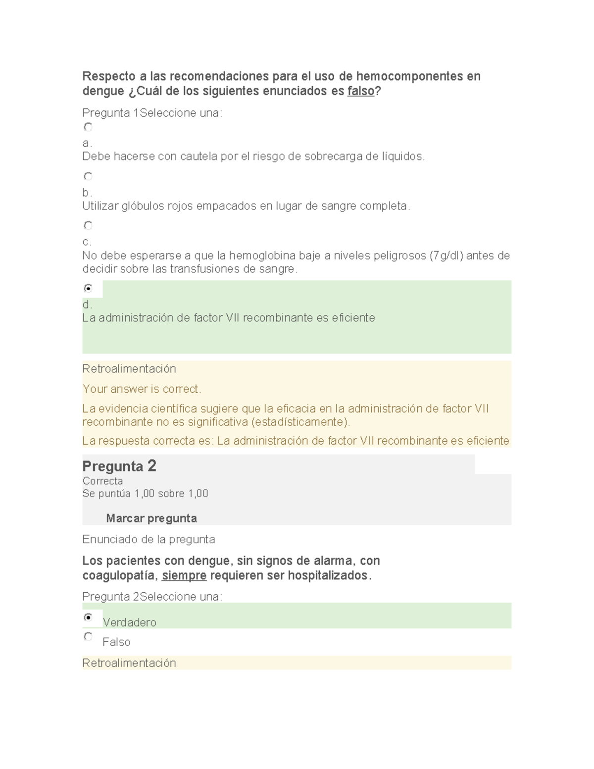 Dengue - Respecto a las recomendaciones para el uso de hemocomponentes ...