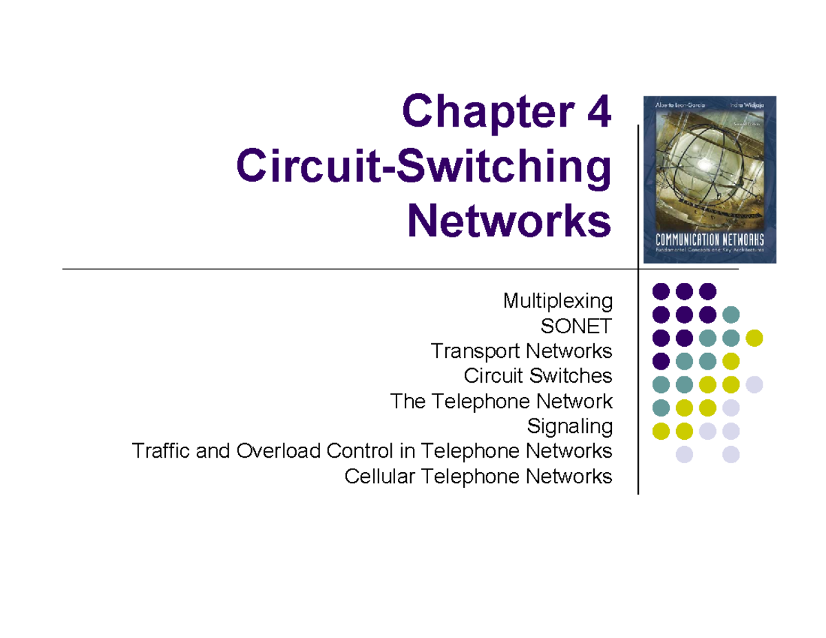 4 CCN Circuit Switching Networks - Chapter 4 Circuit-Switching Networks Multiplexing SONET ...
