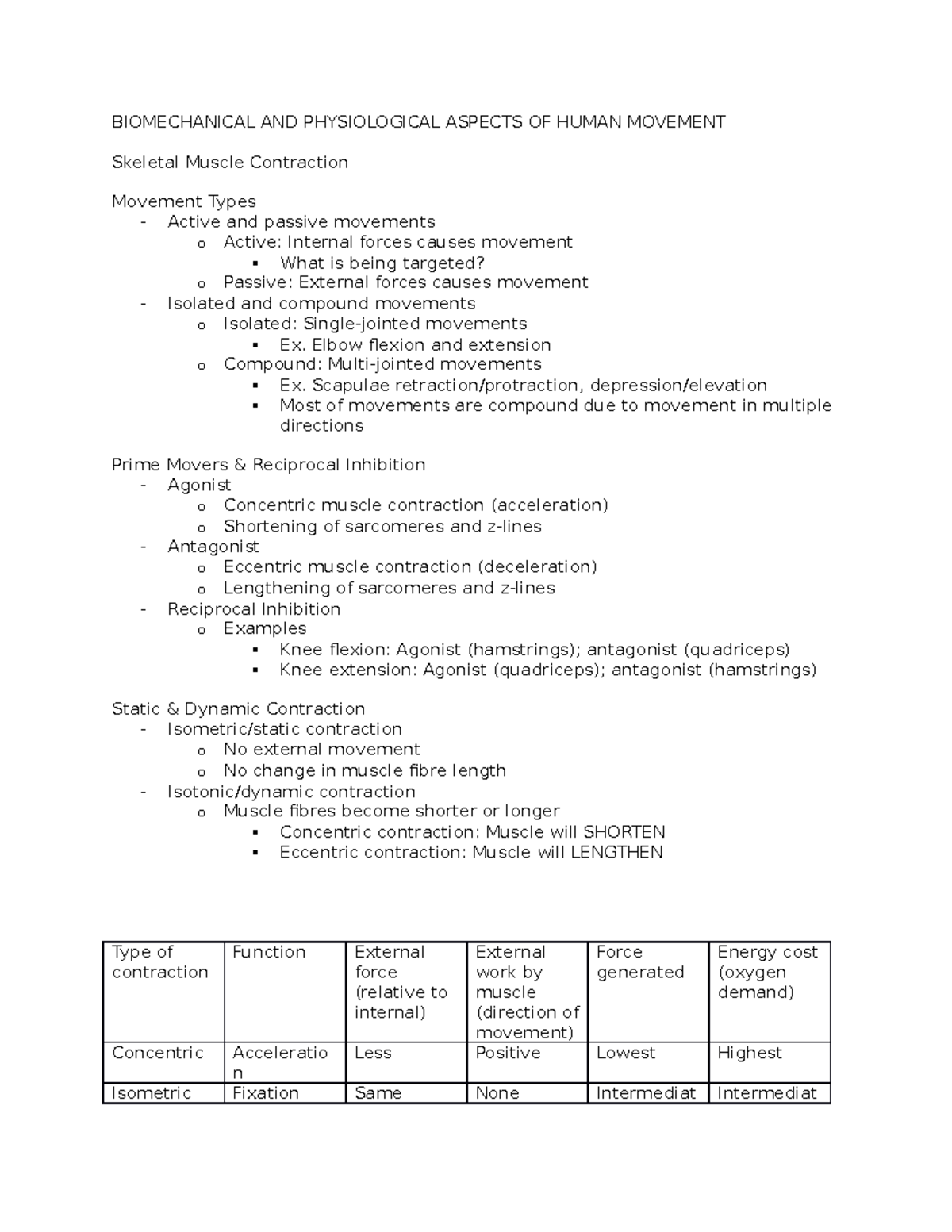 Biochemical and Physiological aspects of Human Movement - HSS2111 ...