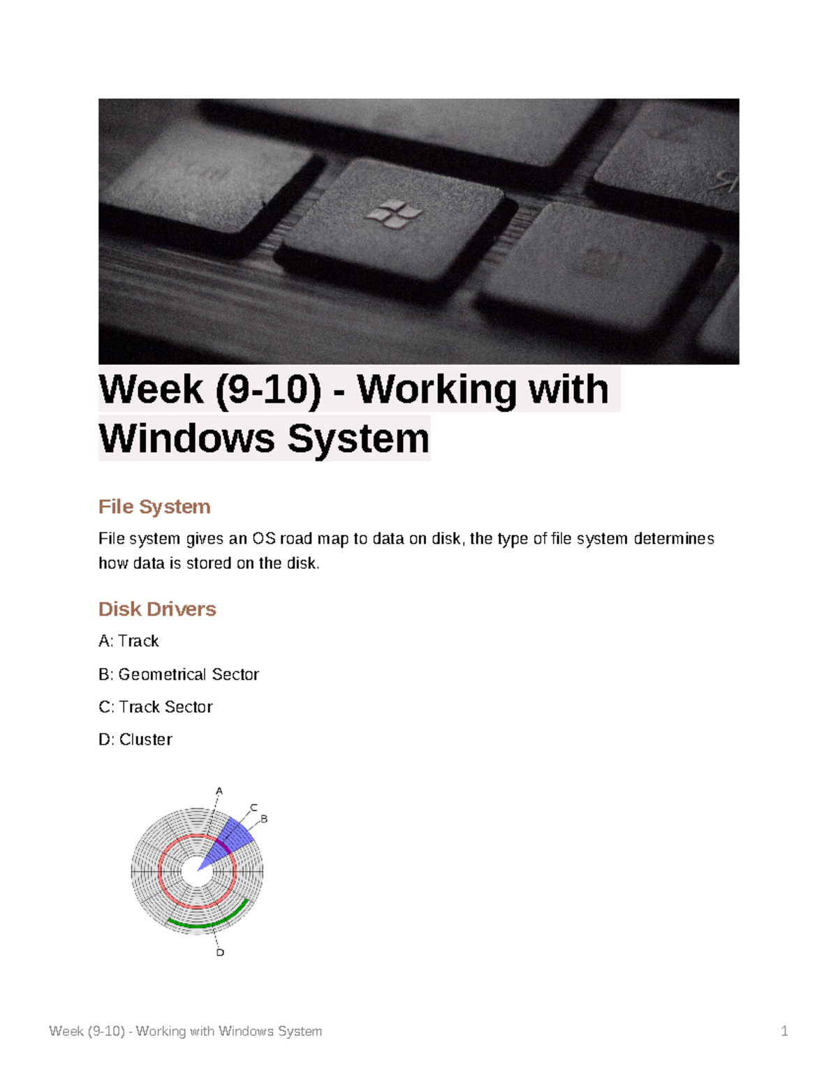 Week (9-10) - Working with Windows System - Week (9-10) - Working with ...