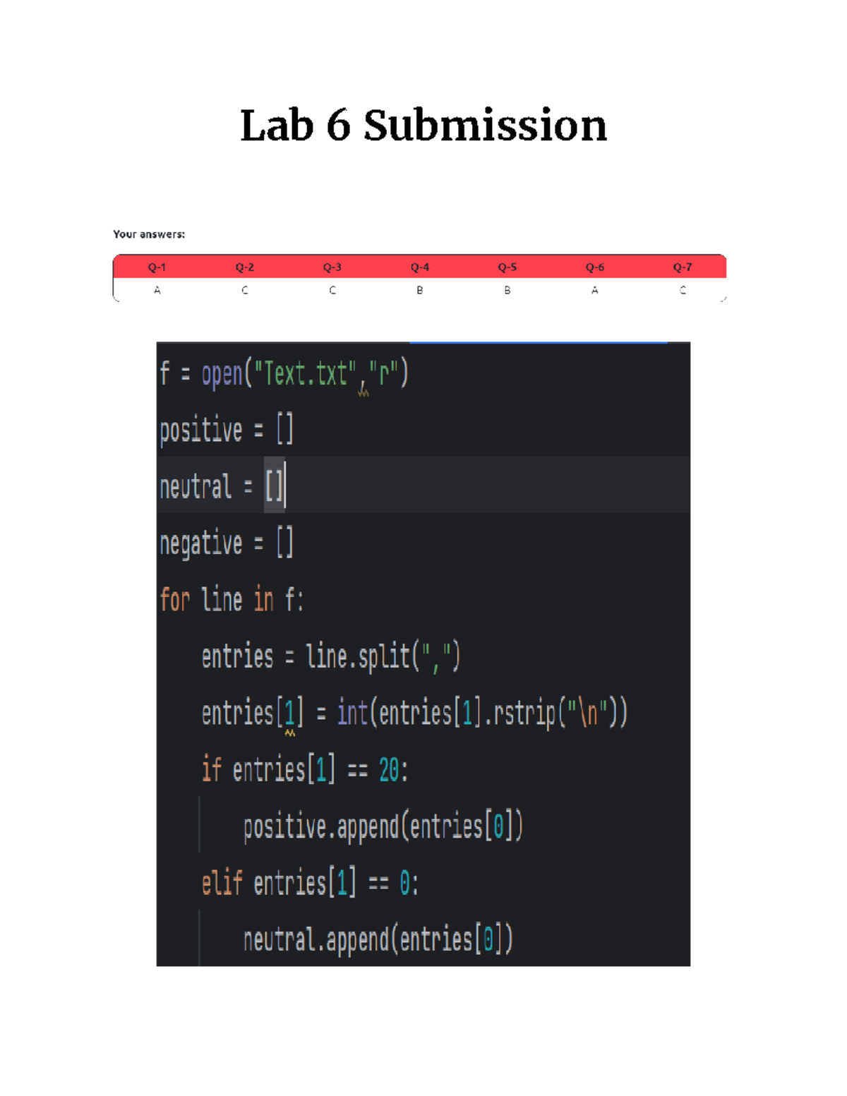 Lab 6 Submission - Lab - Computer Science 1026 - Lab 6 Submission - Studocu