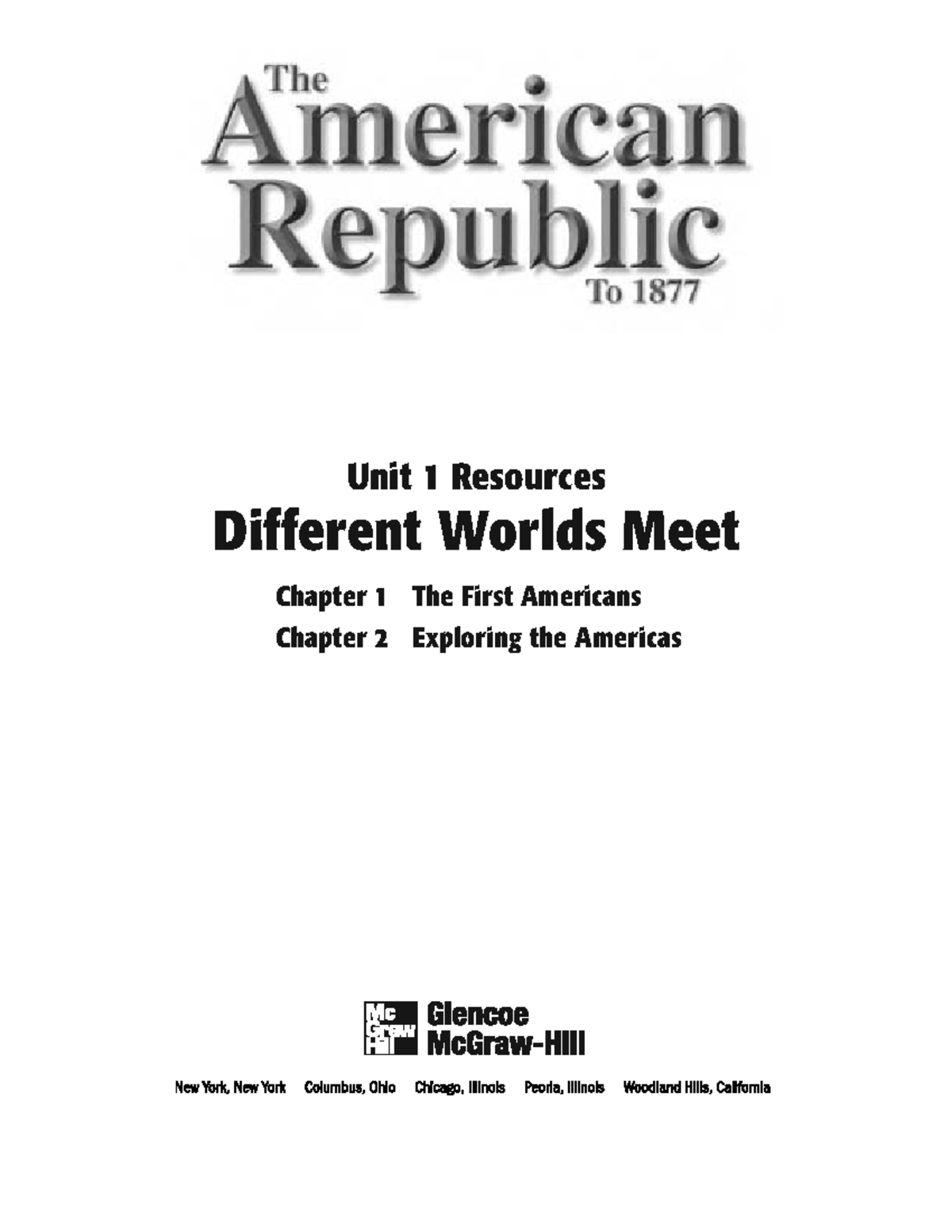 8th unit 1 - Unit - Unit 1 Resources Different Worlds Meet Chapter 1 ...