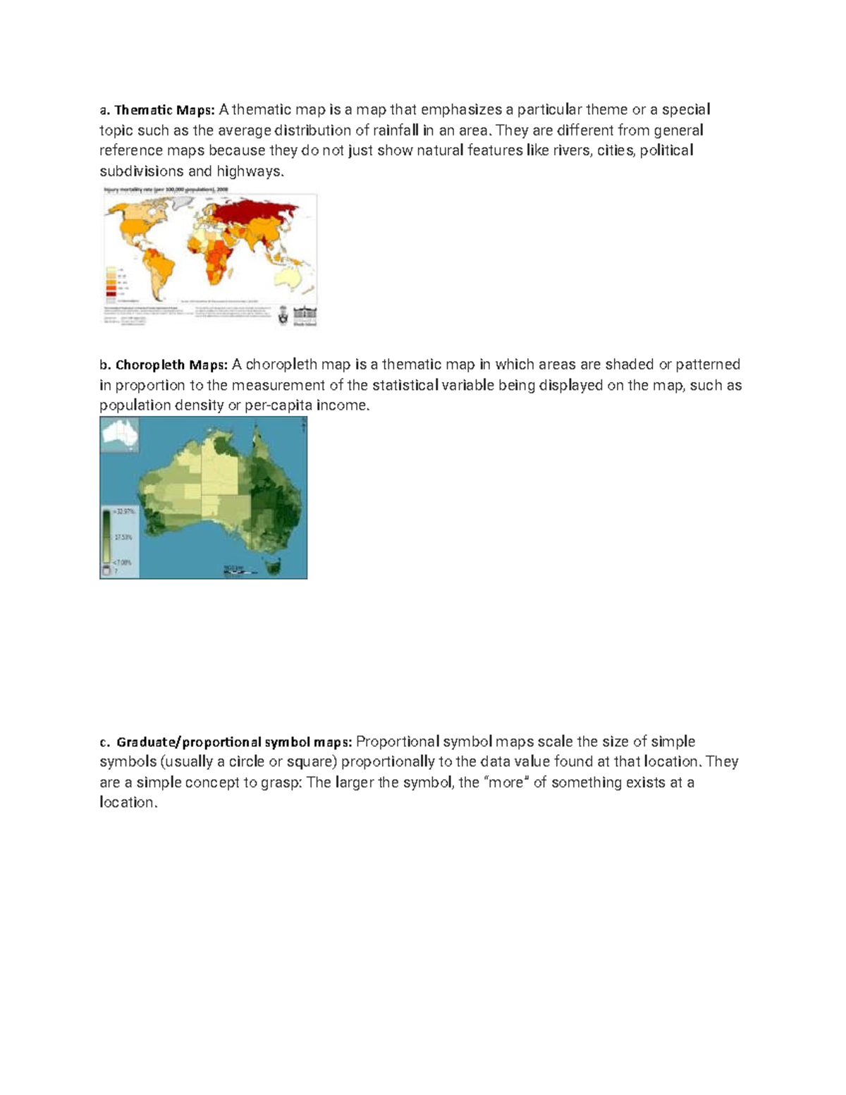 Geography Notes - a. Thematic Maps: A thematic map is a map that ...
