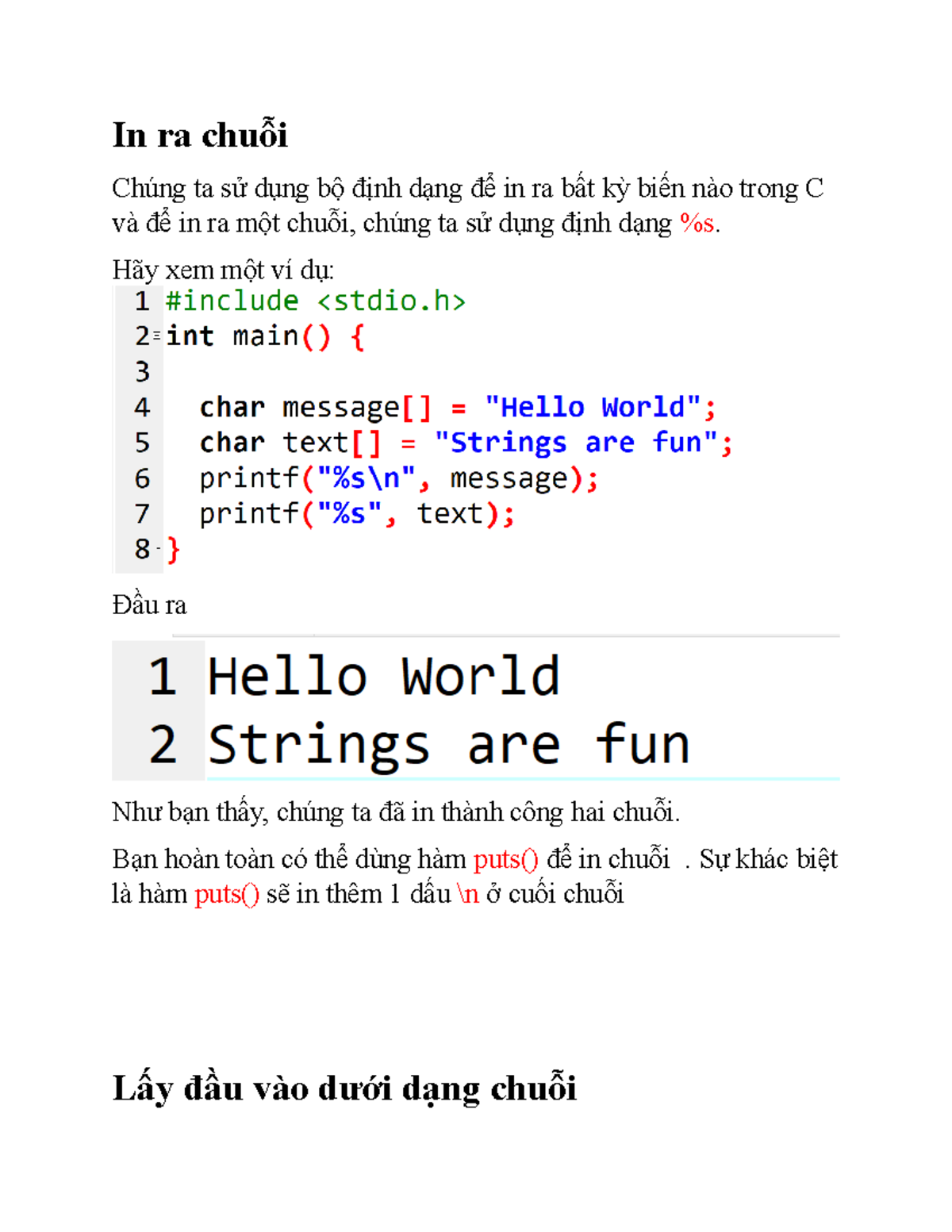Thcs2 - cách nhập xuất xâu - In ra chuỗi Chúng ta sử dụng bộ định dạng để in ra bất kỳ biến nào ...