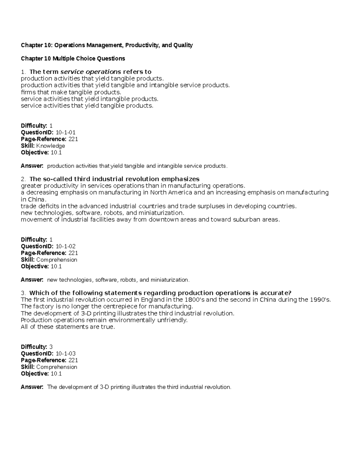 Bis10 - Business ICT - Chapter 10: Operations Management, Productivity ...
