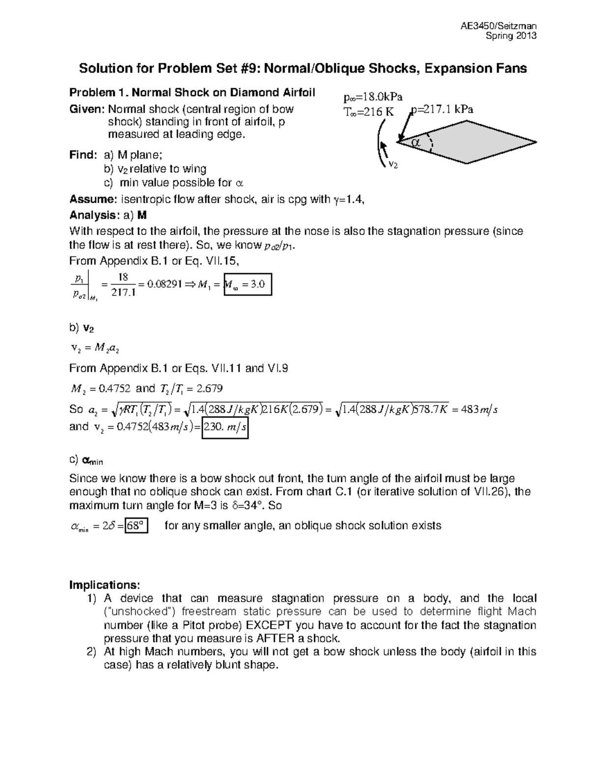 AE 3450 Spring 2013 Seitzmann HW 9 Solutions - AE3450/Seitzman Spring 2013 Solution for Problem ...
