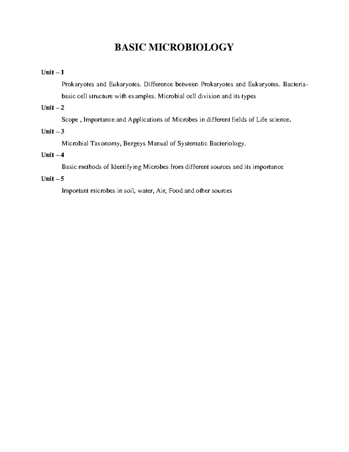 Basic Microbiology-Notes - BASIC MICROBIOLOGY Unit – 1 Prokaryotes and ...
