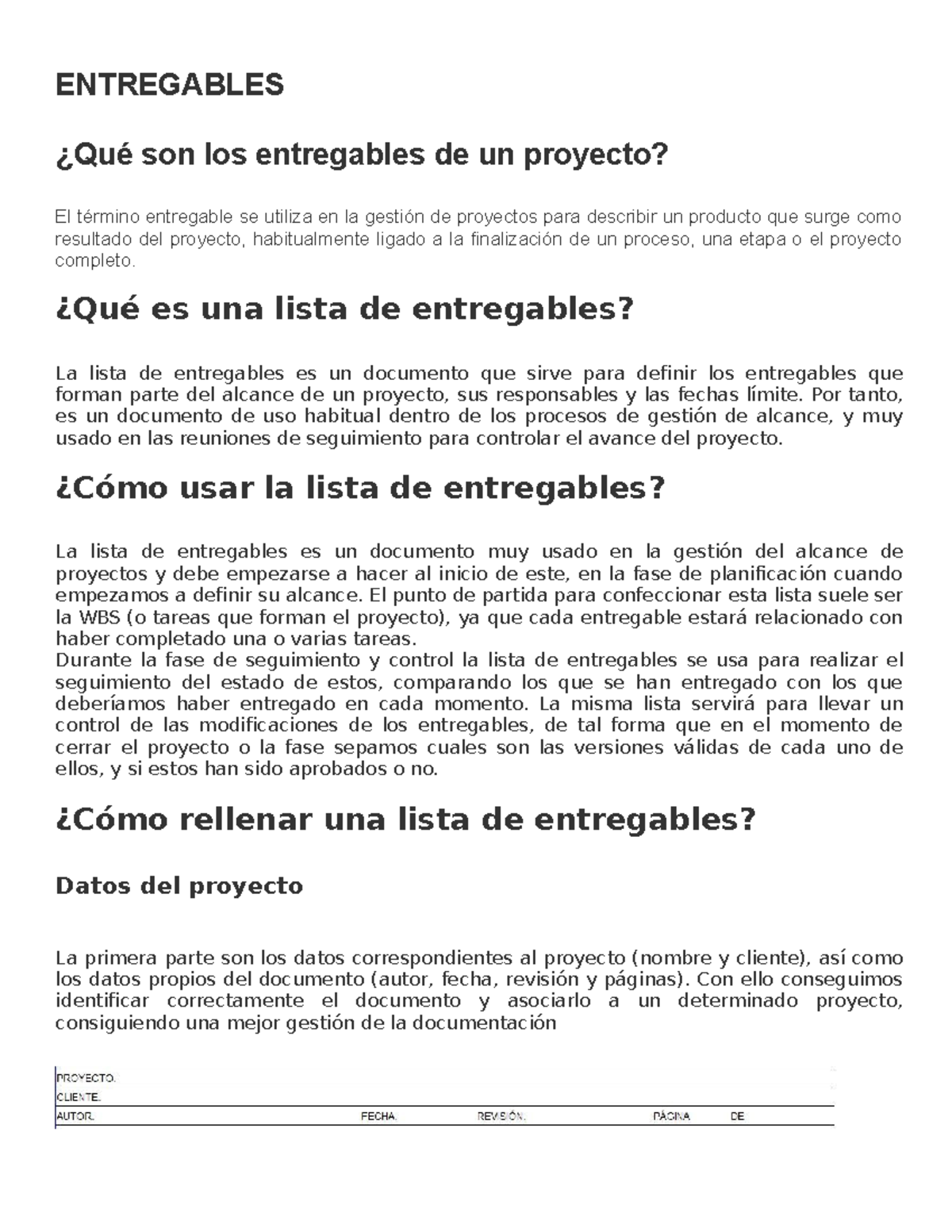 Entregables - ¿Qué es una lista de entregables? La lista de entregables ...