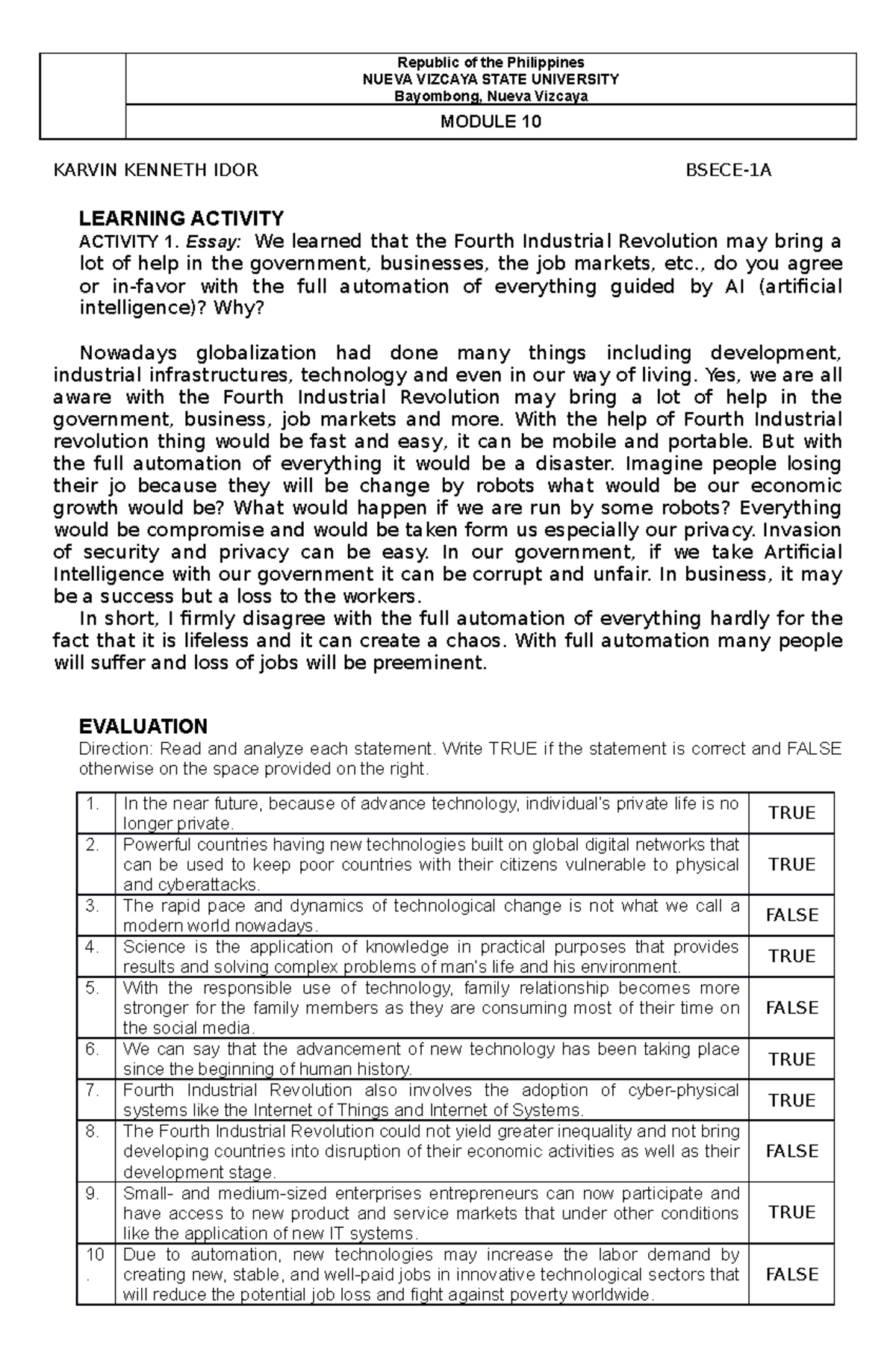 10 - answers in module - Republic of the Philippines NUEVA VIZCAYA ...
