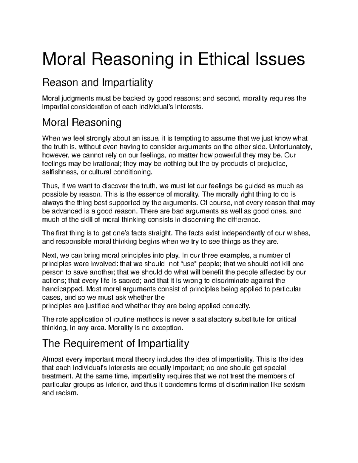 Moral Reasoning in Ethical Issues - Mor al Reasoni ng in Ethical Issues ...