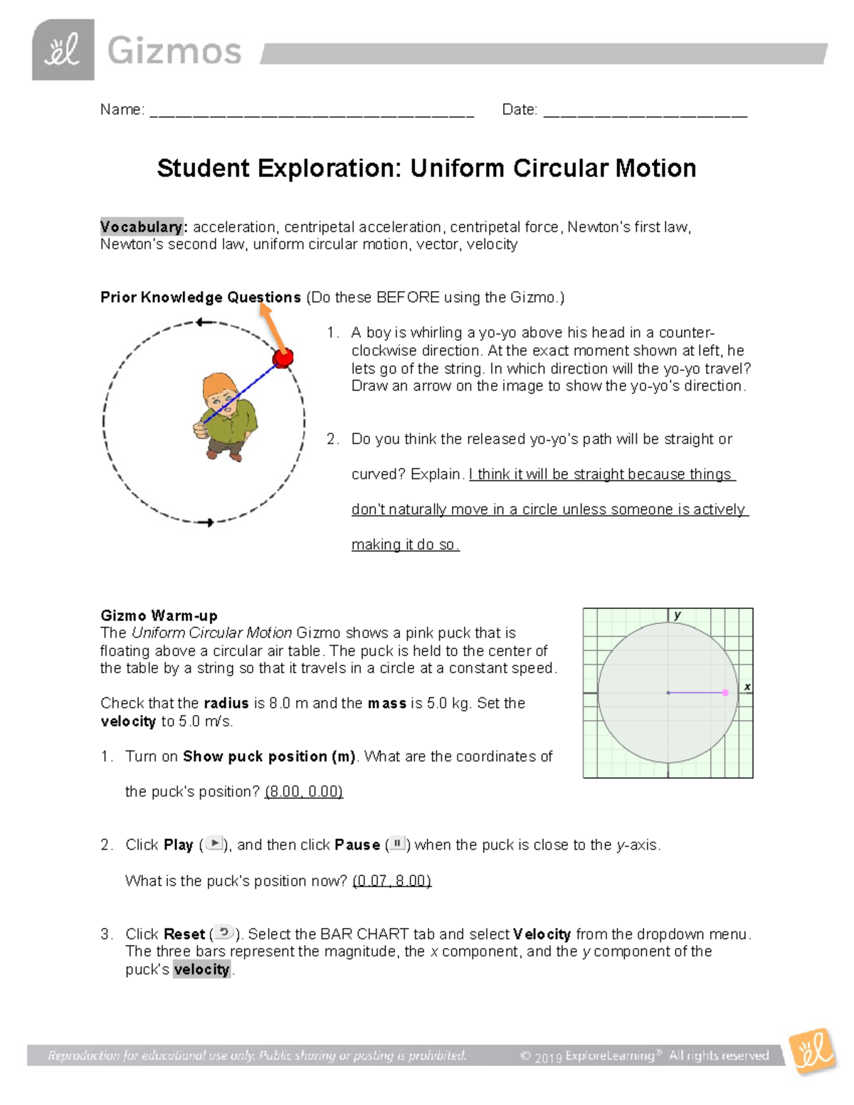 Uniform Circular Motion SE - Name ...