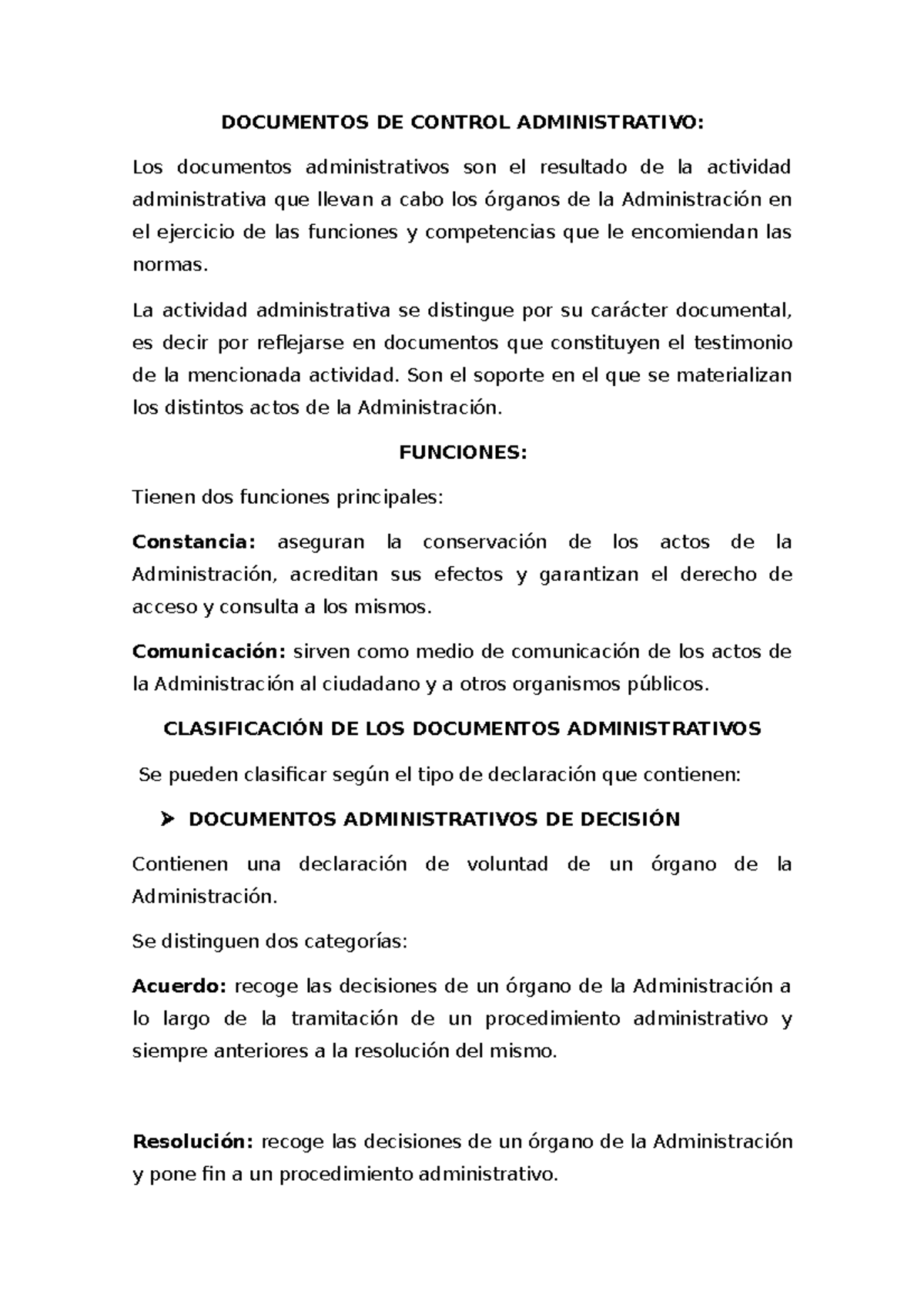 Documentos DE Control Administrativo - DOCUMENTOS DE CONTROL ADMINISTRATIVO: Los documentos ...