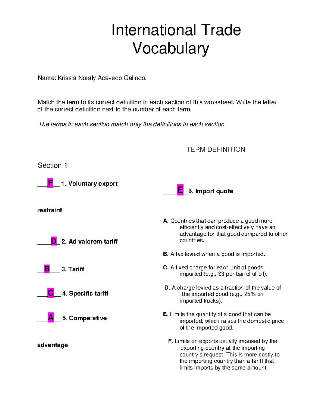 International trade vocabulary - Gestión De Negocios - UAS - Studocu