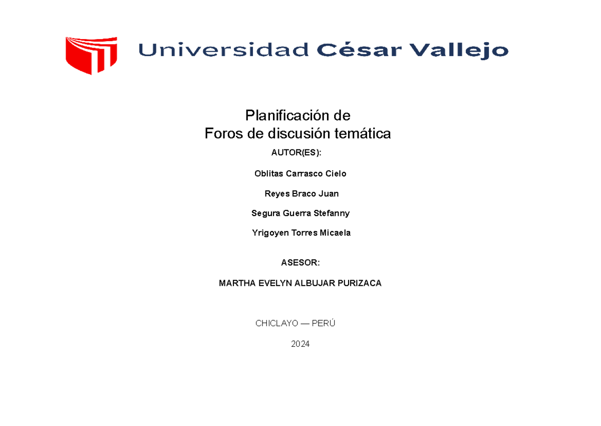 FORO DE Discusión Temática-1 - Planificación de Foros de discusión ...