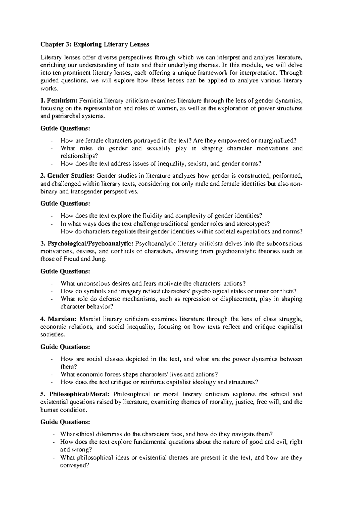 Module for Chapter 5 and Chapter 6 - Chapter 3: Exploring Literary ...