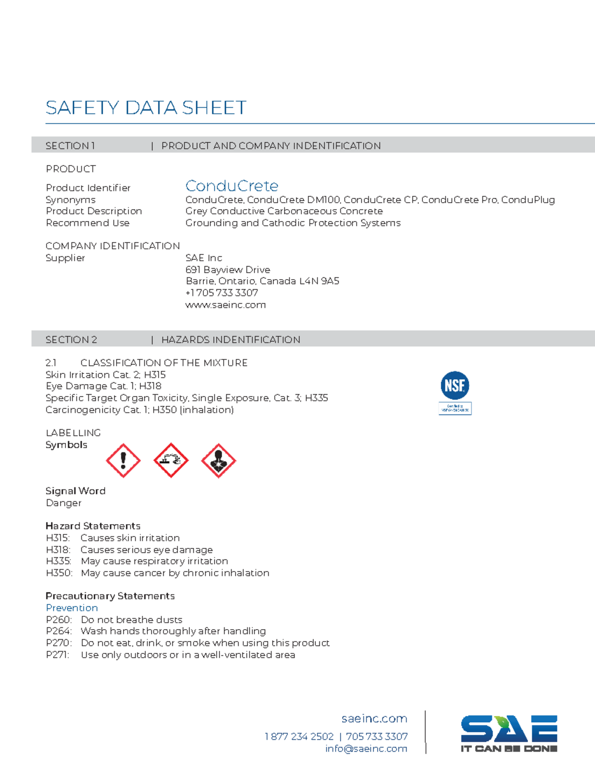 MSDS HOJA DE Seguridad ingles - SAFETY DATA SHEET SECTION 1 | PRODUCT AND COMPANY ...