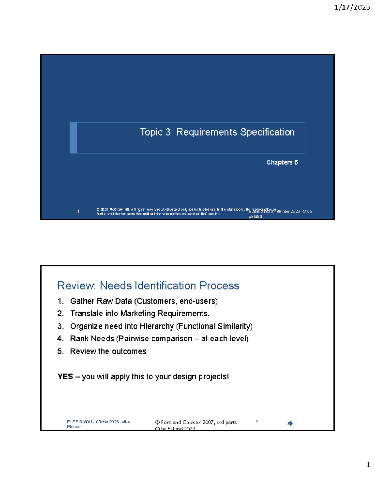 Topic 03 The Requirements Specification - Topic 3: Requirements ...