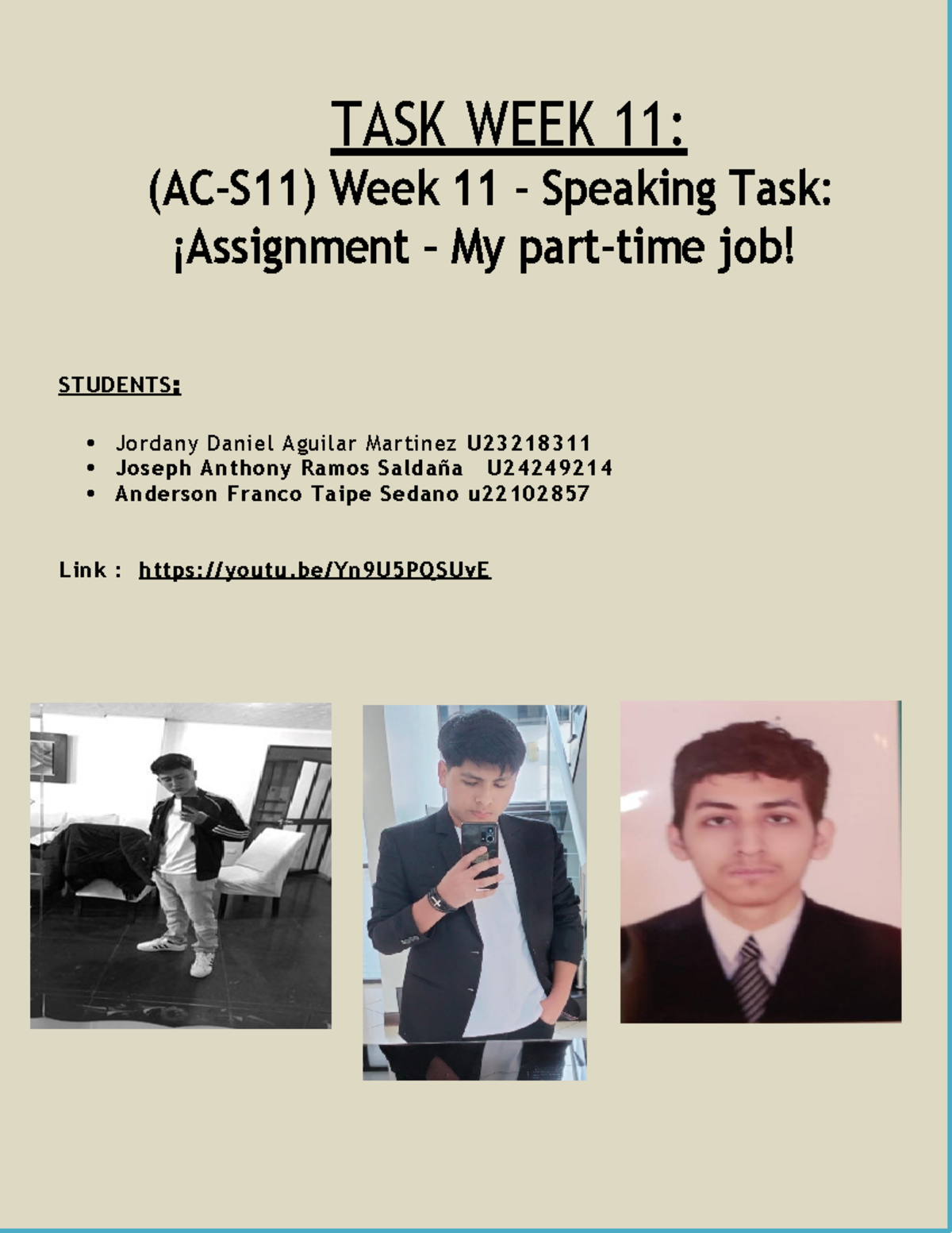 Task week 11 - ingles trabajo 2 - TASK WEEK 11 : (AC-S11) Week 11 - Speaking Task: ¡Assignment ...