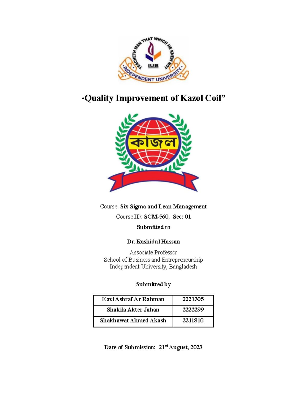 Quality Improvement of Kazol Coil - “Quality Improvement of Kazol Coil ...