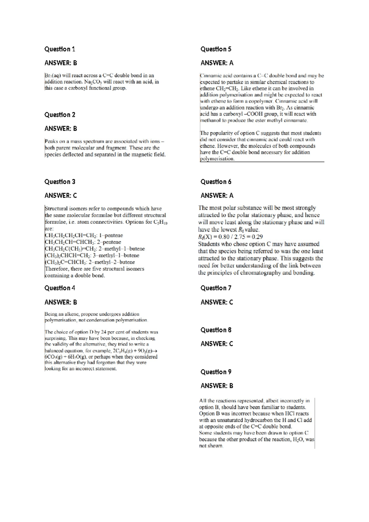 Solutions - Question 1 Question 5 ANSWER: B ANSWER: A Question 2 ANSWER ...