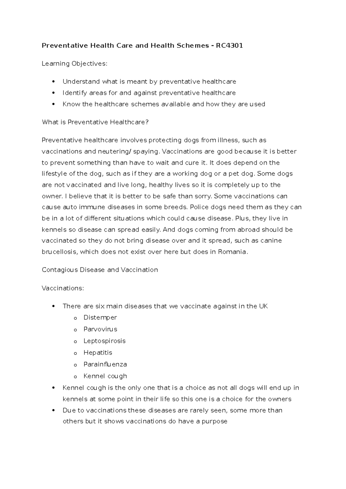 Lesson 8 - Preventative Health Care and Health Schemes - Preventative ...