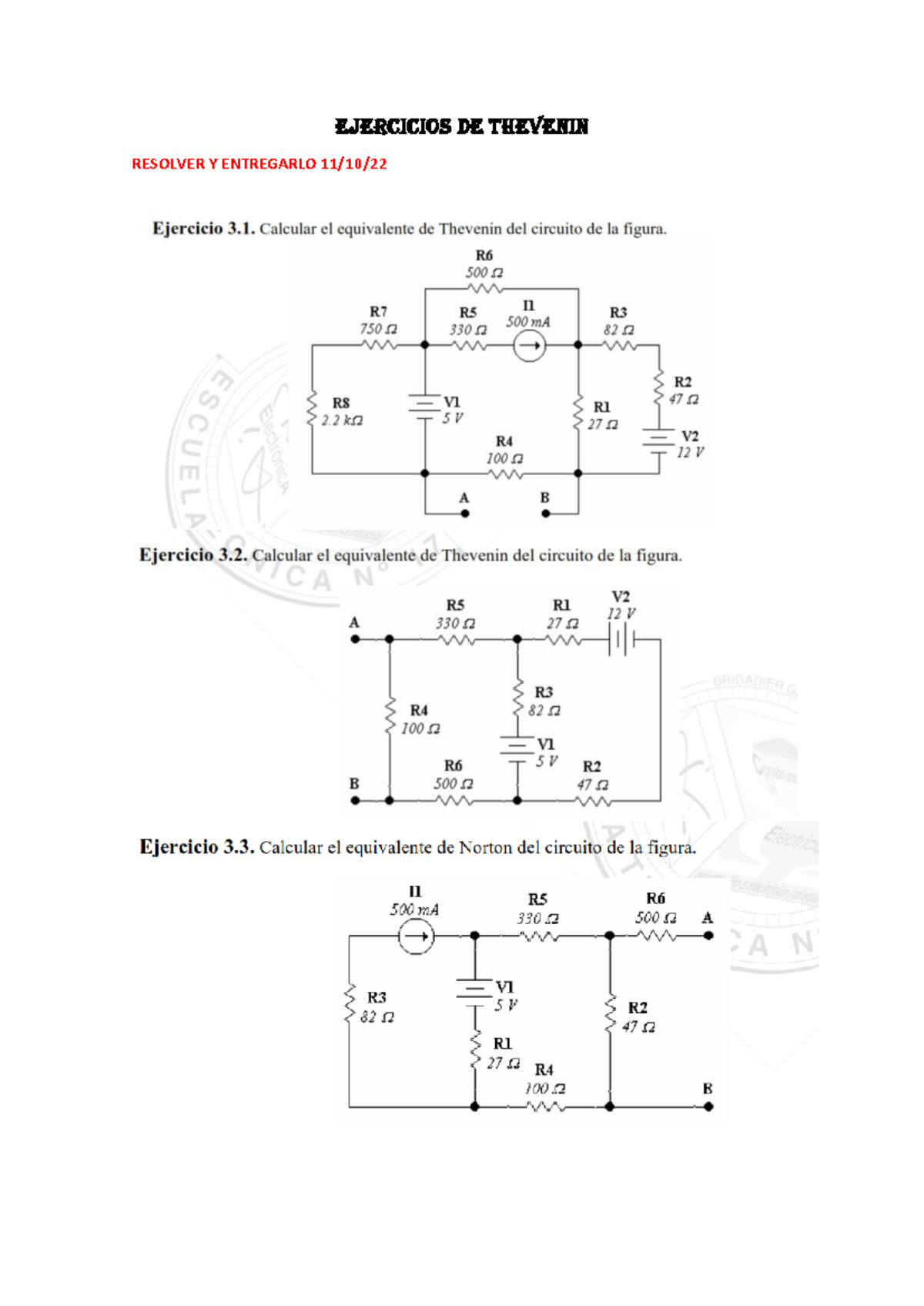 Ejercicios DE Thevenin - Circuitos Electricos - I Turno 01t Ciclo 4 ...
