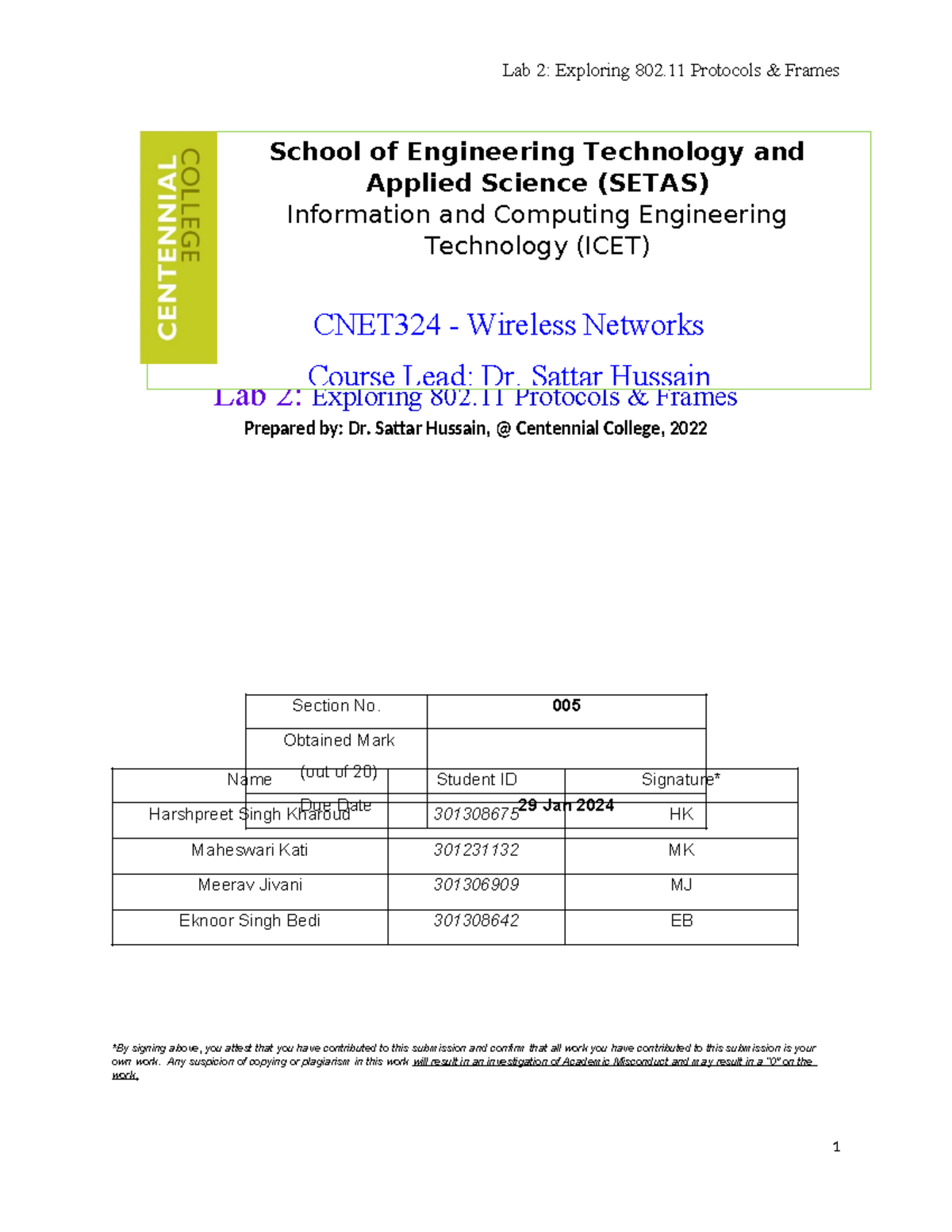 CNET324 Lab 2 - CNET 324 - Lab 2: Exploring 802 Protocols & Frames ...
