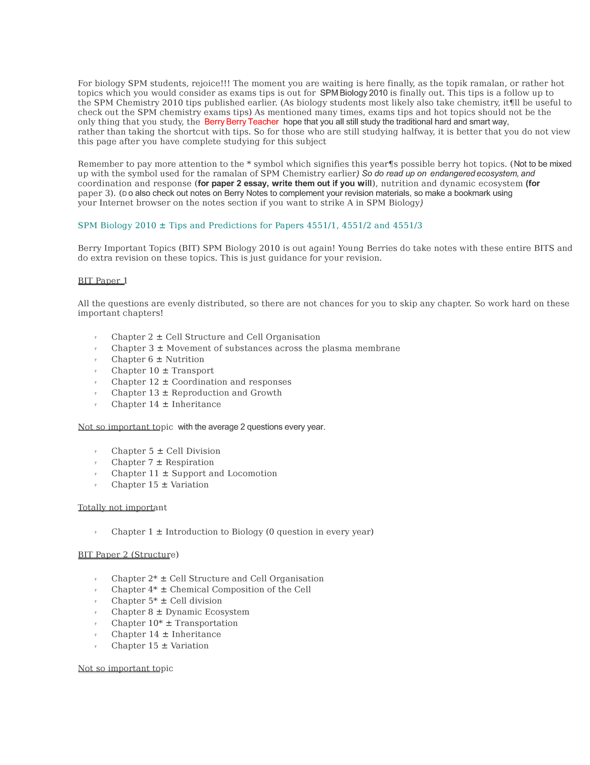 Biology tutorial for study improve yourself - For biology SPM students ...