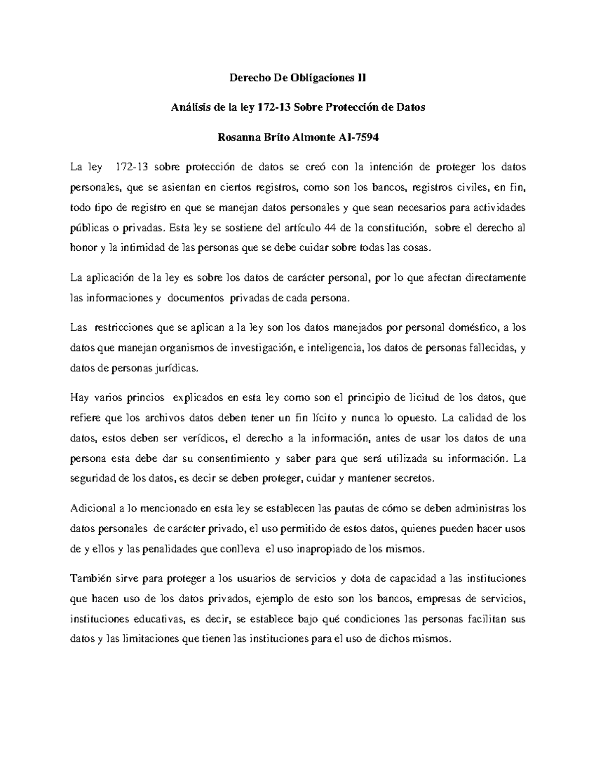 LEY 172 13 - Resumen Derecho De Obligaciones I - Derecho De ...