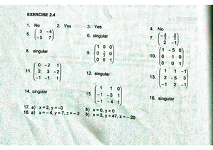 MAT423-Chapter 2 - Tutorial - Linear Algebra - Studocu