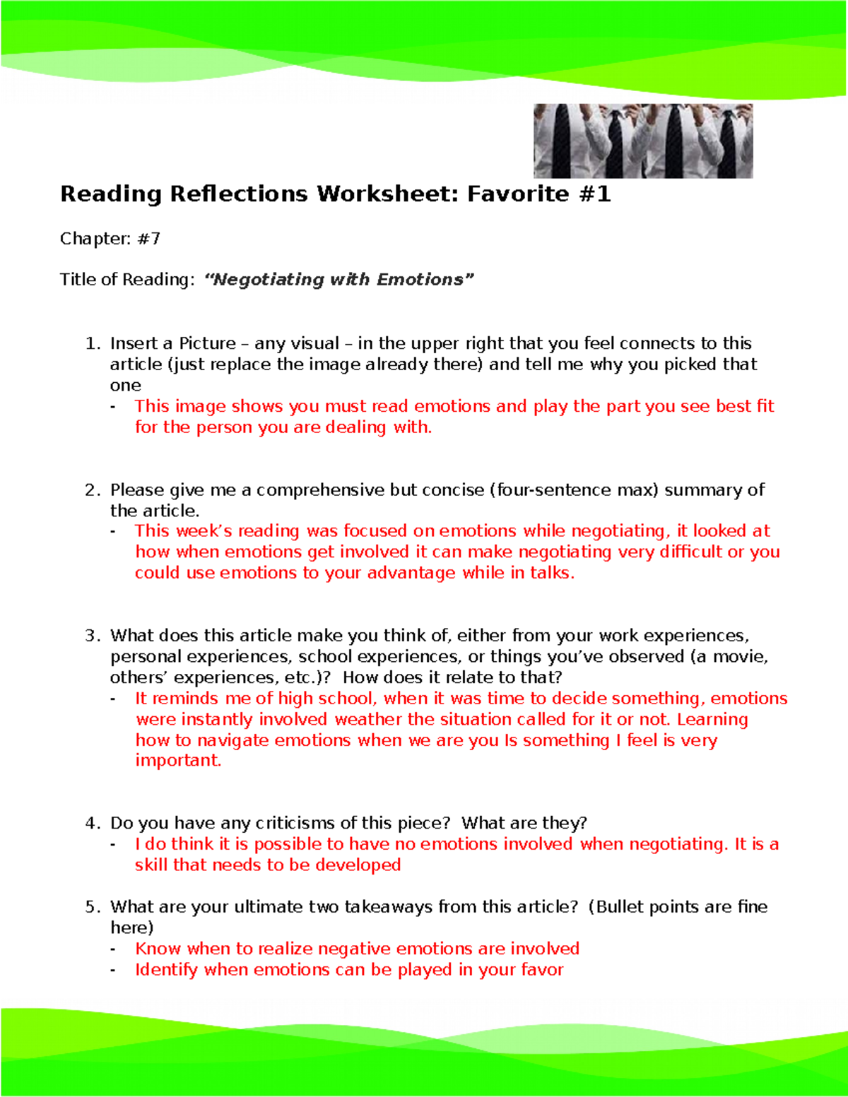Reading Reflection #5 - Reading Reflections Worksheet: Favorite Chapter ...