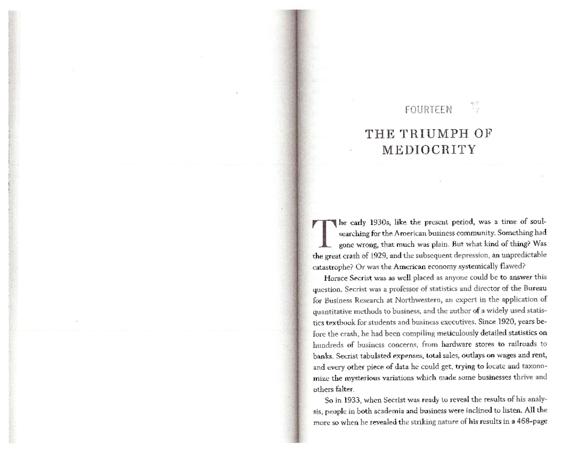 The Triumph of Mediocrity - FOURTEEN THE TRIUMPH OF MEDIOCRITY he early ...