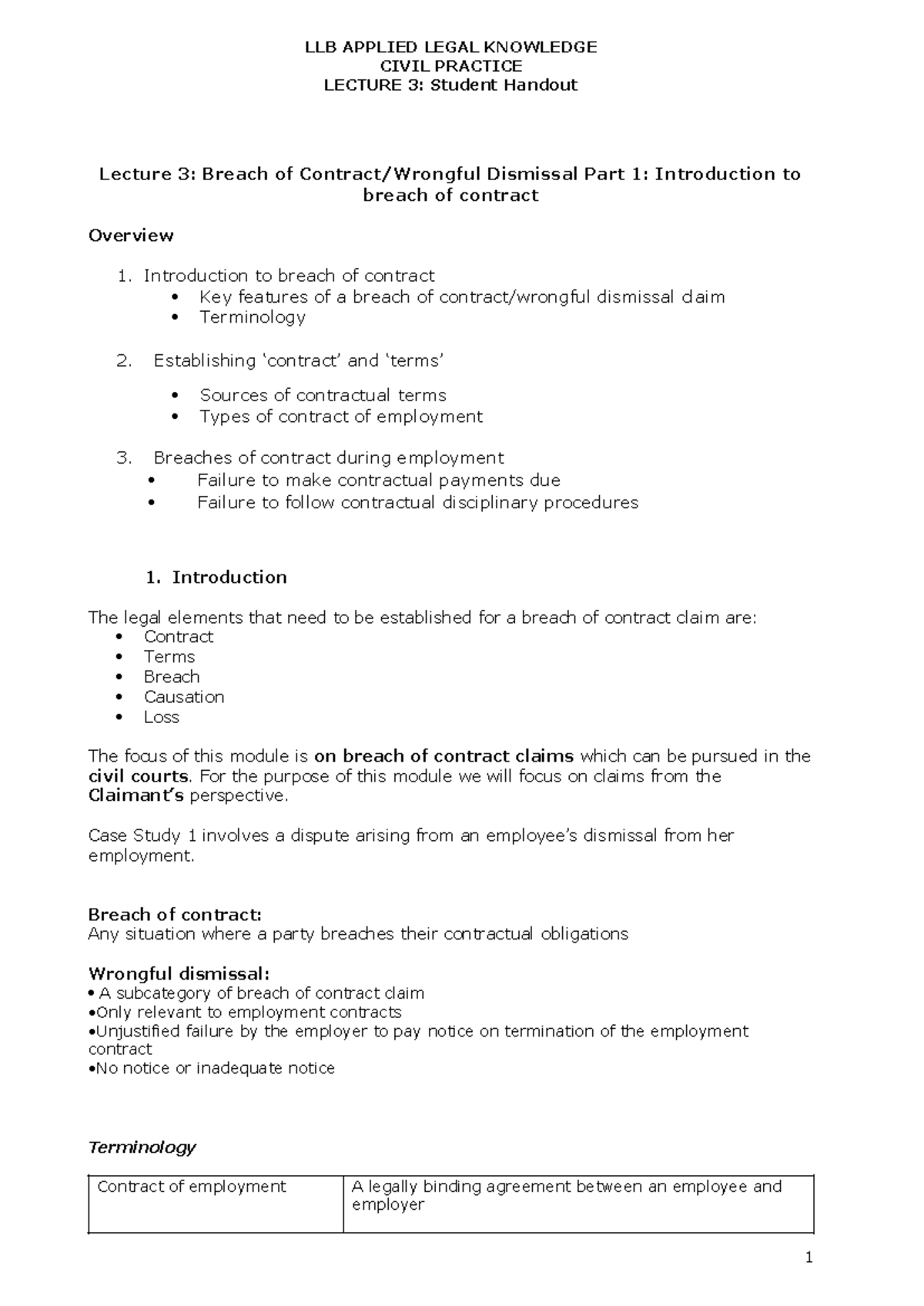 Lecture 3 Student handout 1 - CIVIL PRACTICE LECTURE 3: Student Handout ...