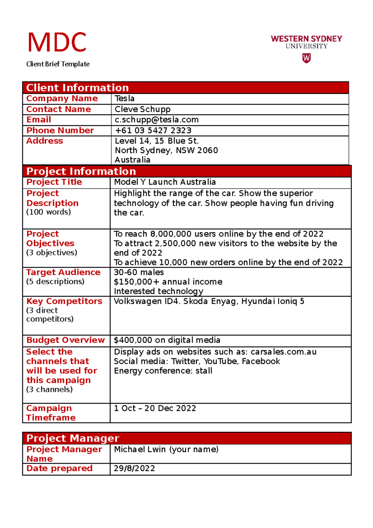 LP 2 Campaign brief template - MDC Client Brief Template Client ...