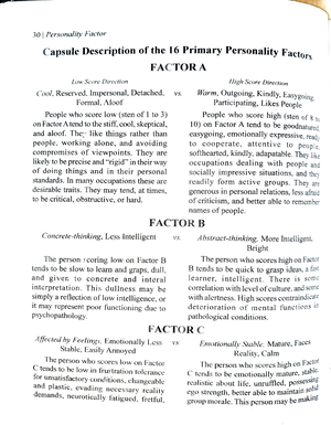 16pf - complete lab report of 16 pf - THE SIXTEEN PERSONALITY FACTOR ...