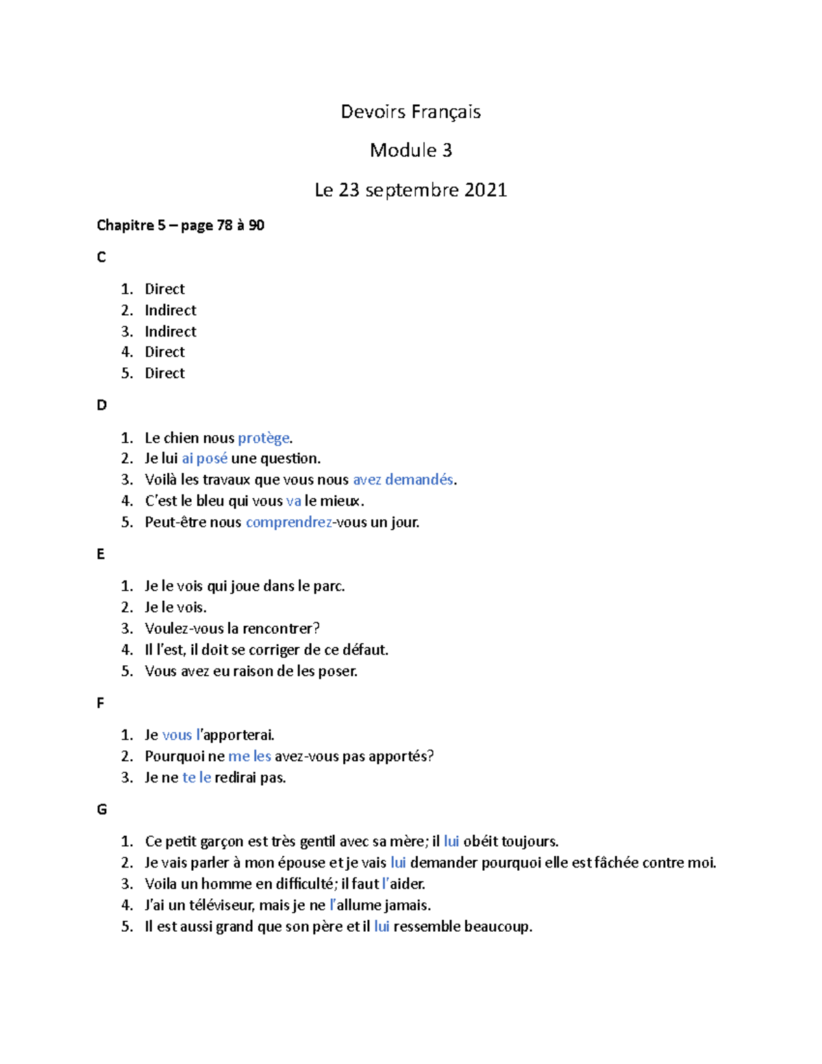 Module 3 - Devoirs Francais P1 - Devoirs Français Module 3 Le 23 ...