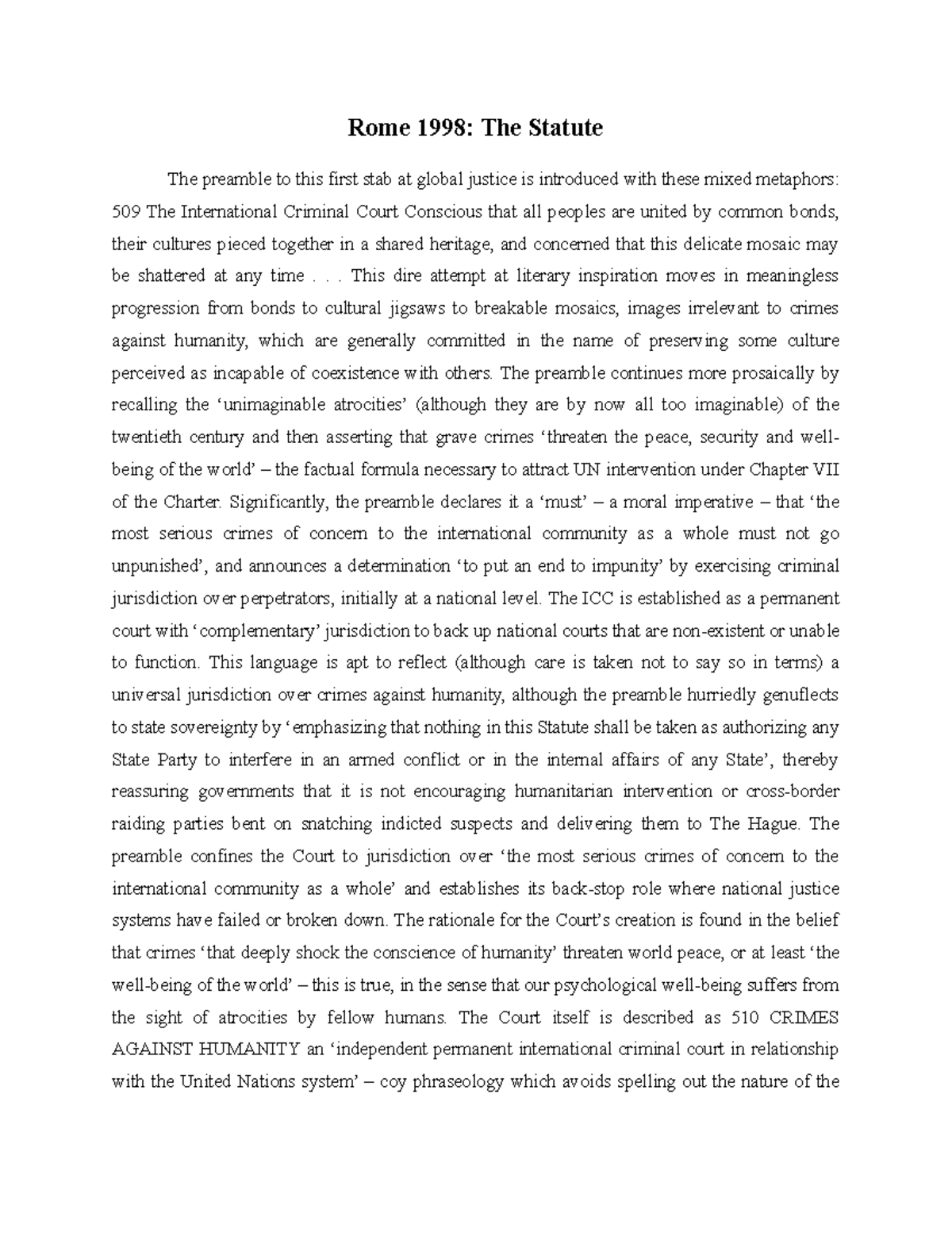 Rome 1998-The Statute - Rome 1998: The Statute The preamble to this ...