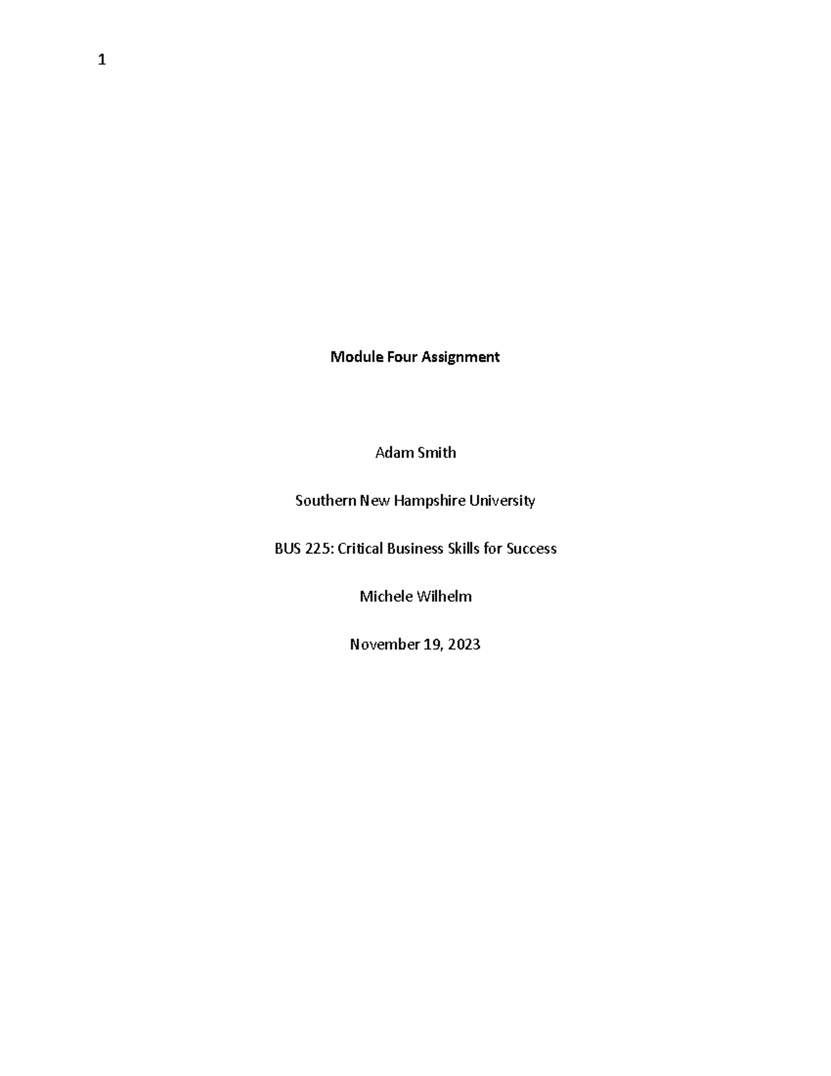 BUS225 Module Four Assignment - Module Four Assignment Adam Smith ...