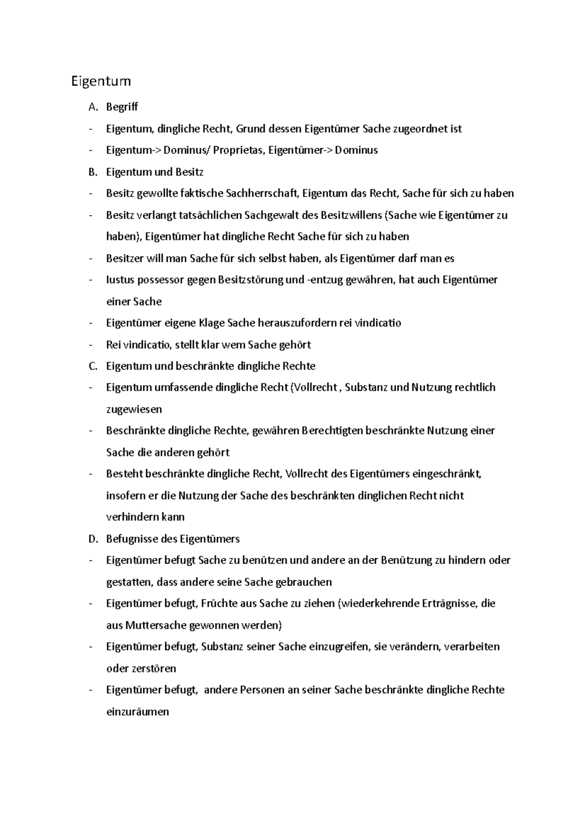 Eigentum - Übungsbuch römisches Sachenrecht - Eigentum A. Begriff ...