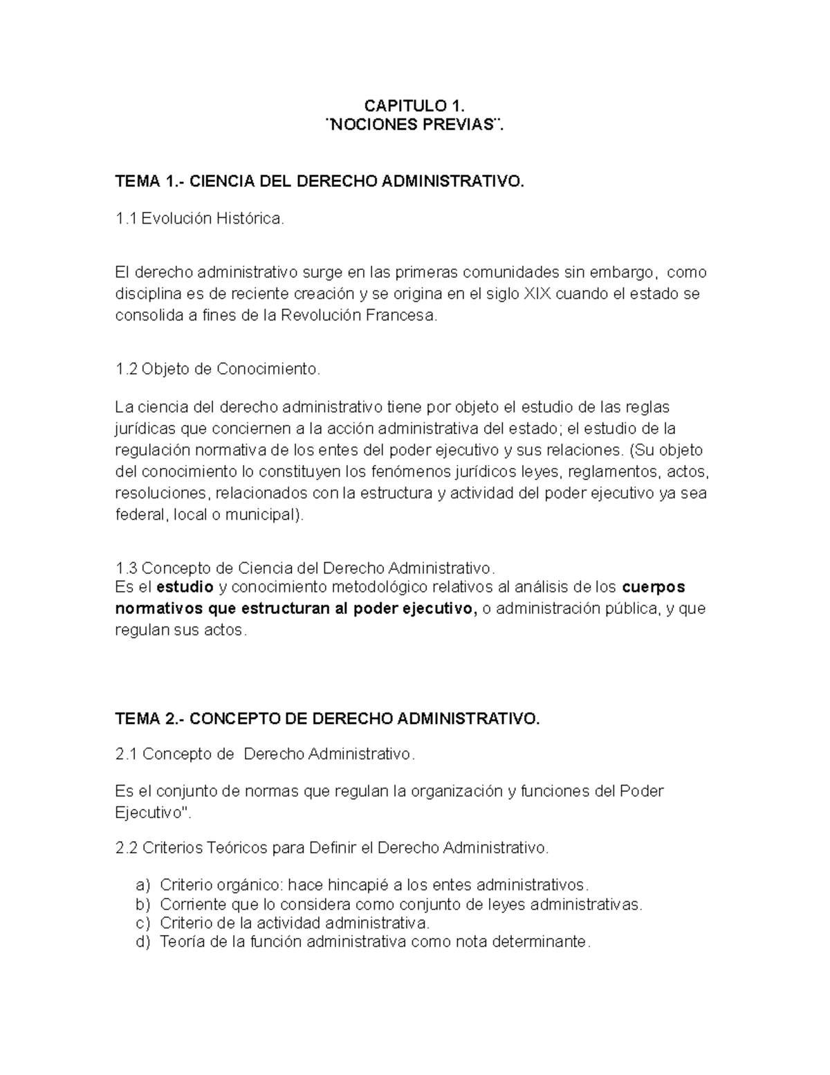Derecho Administrativo - CAPITULO 1. ̈NOCIONES PREVIAS ̈. TEMA 1.- CIENCIA DEL DERECHO - Studocu