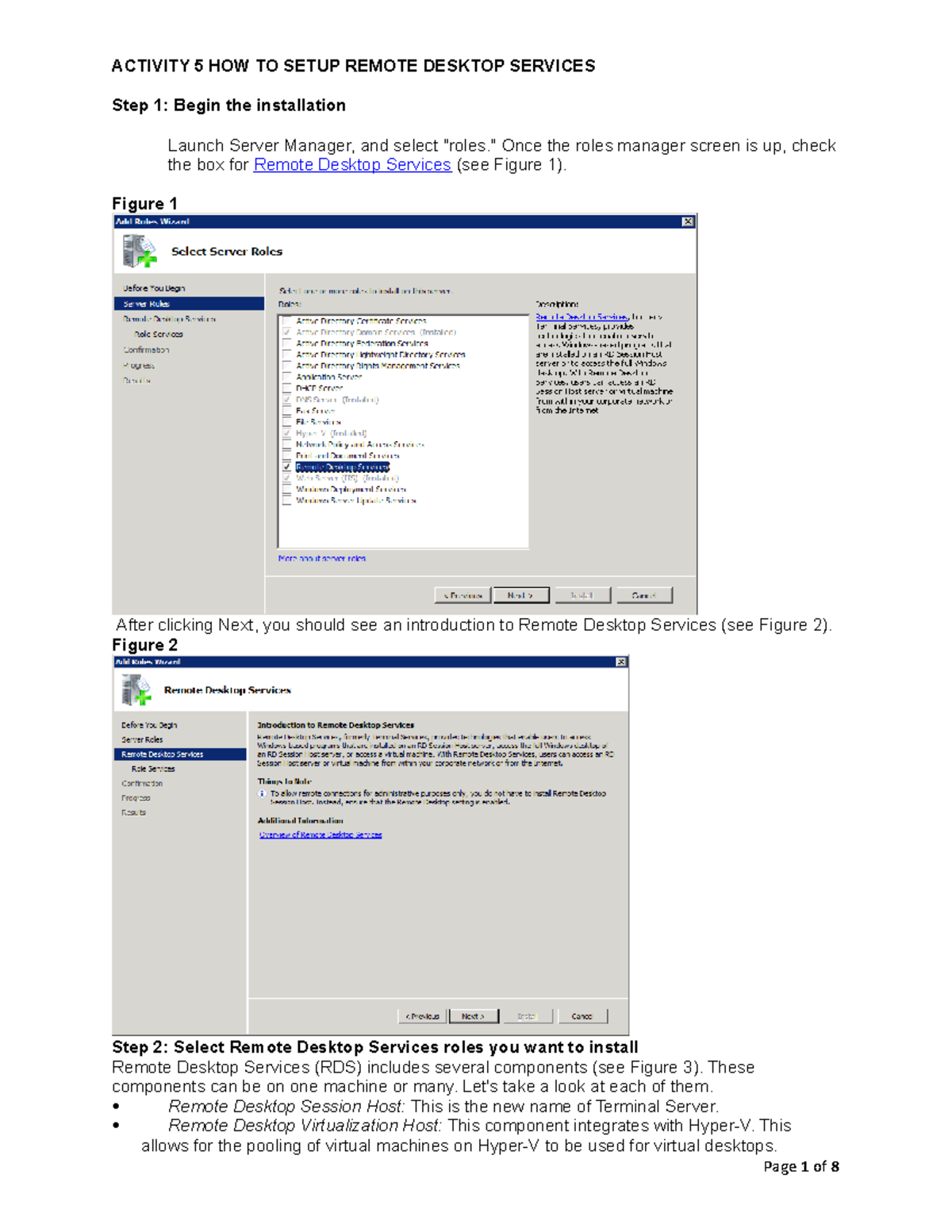 5. HOW TO Setup Remote Desktop Services - ACTIVITY 5 HOW TO SETUP ...