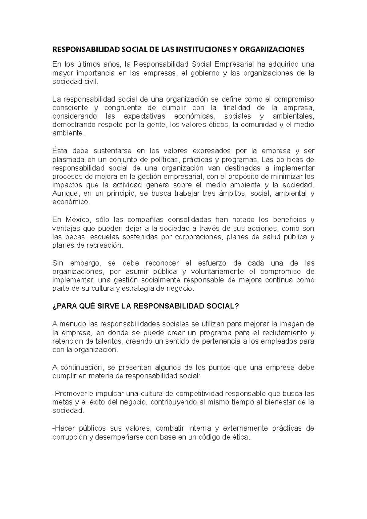 Responsabilidad Social DE LAS INST Y ORG - RESPONSABILIDAD SOCIAL DE ...