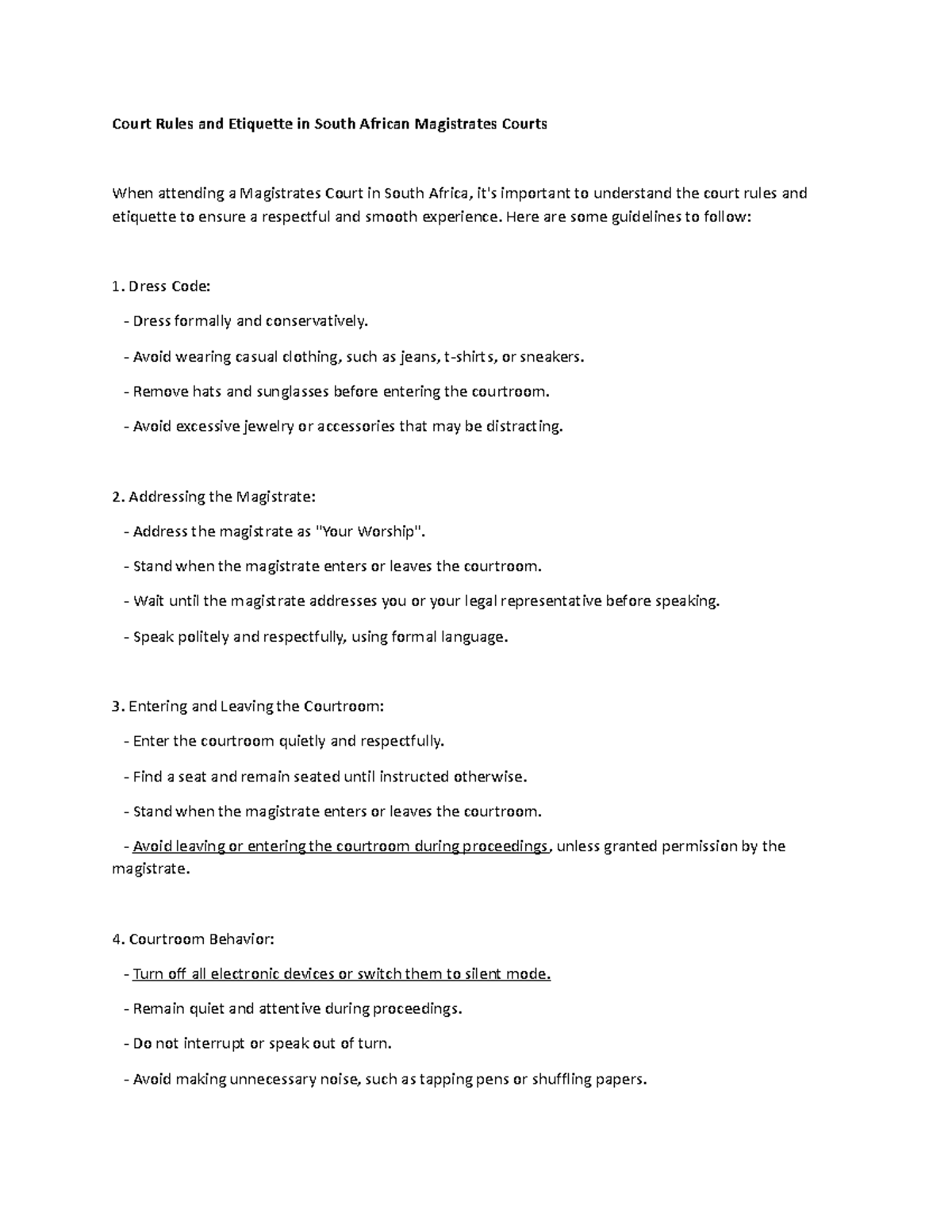 Court Rules and Etiquette in South African Magistrates Courts - Here ...