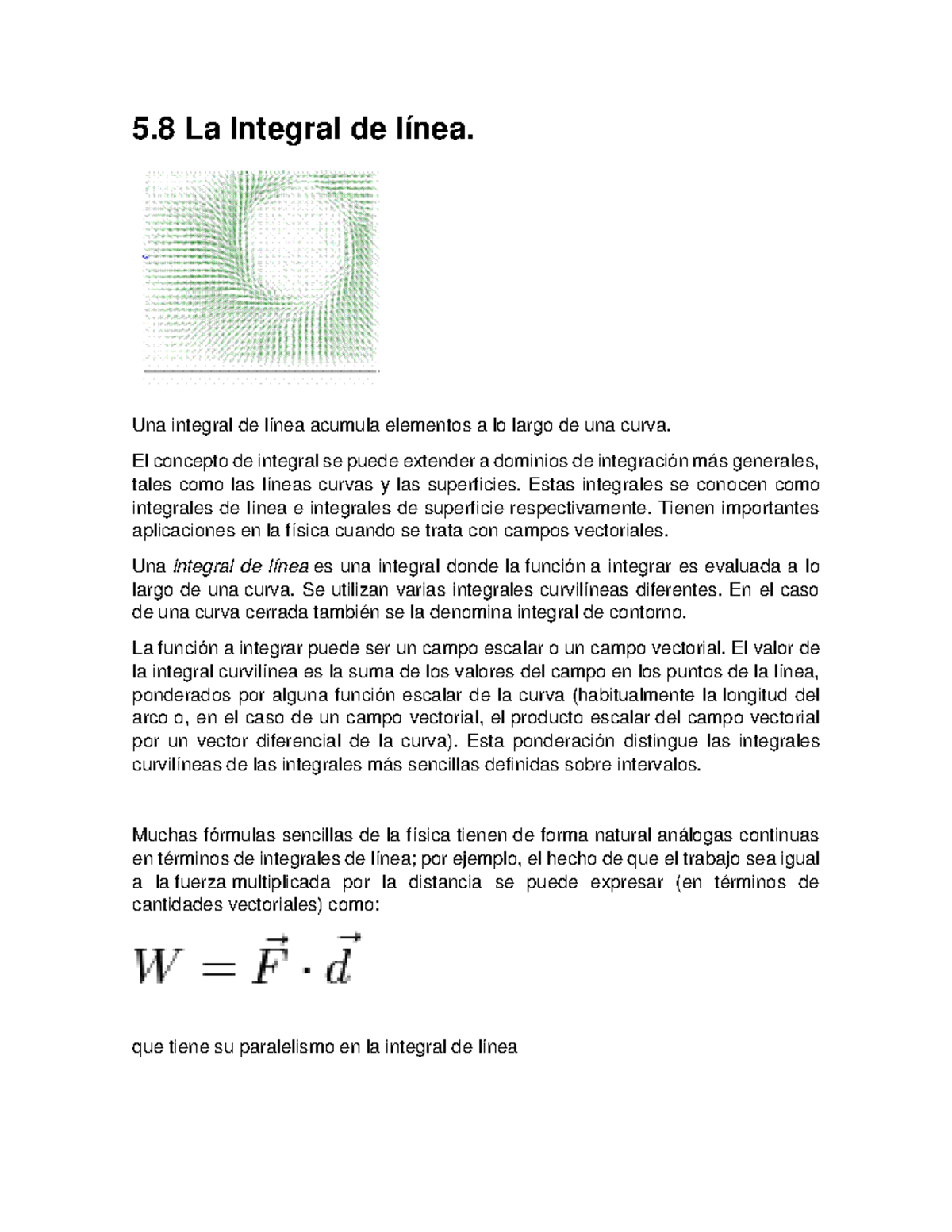 5.8 La Integral de línea - Una integral de línea acumula elementos a lo ...