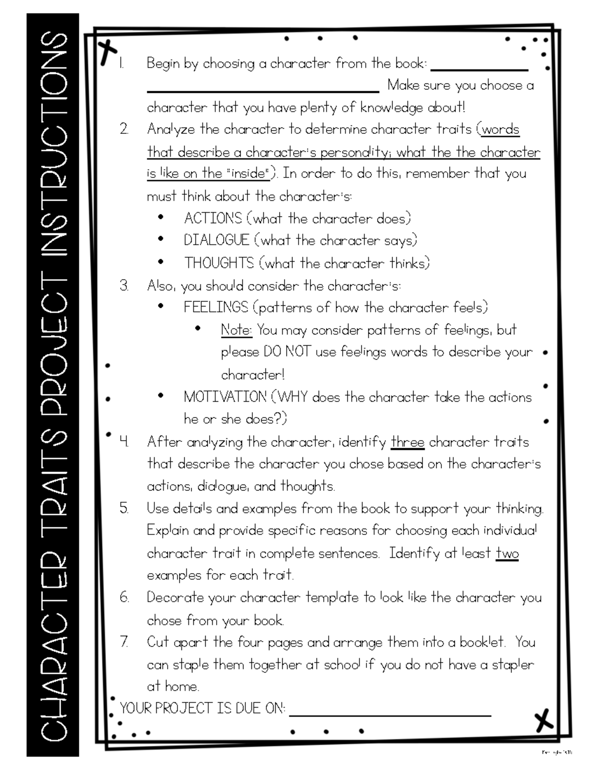 Ivy & Bean Character Traits Project - Character traits Project ...