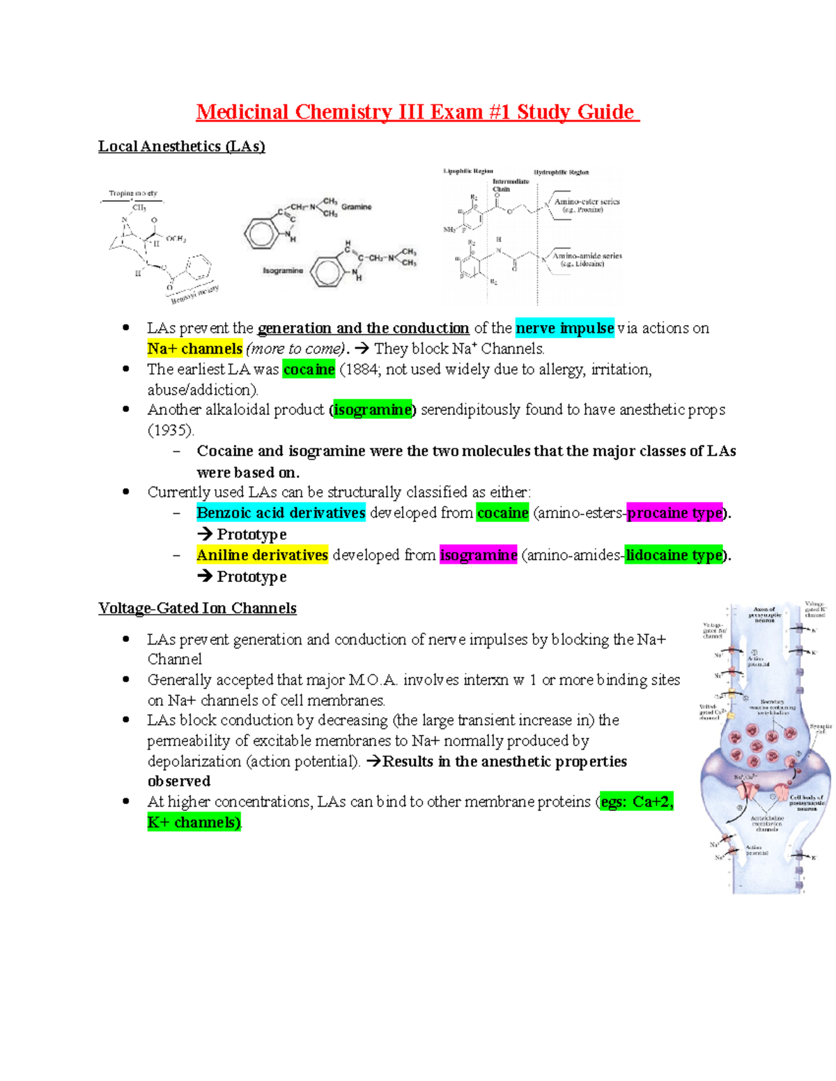 Medicinal Chemistry III Exam Review - Medicinal Chemistry III Exam #1 ...