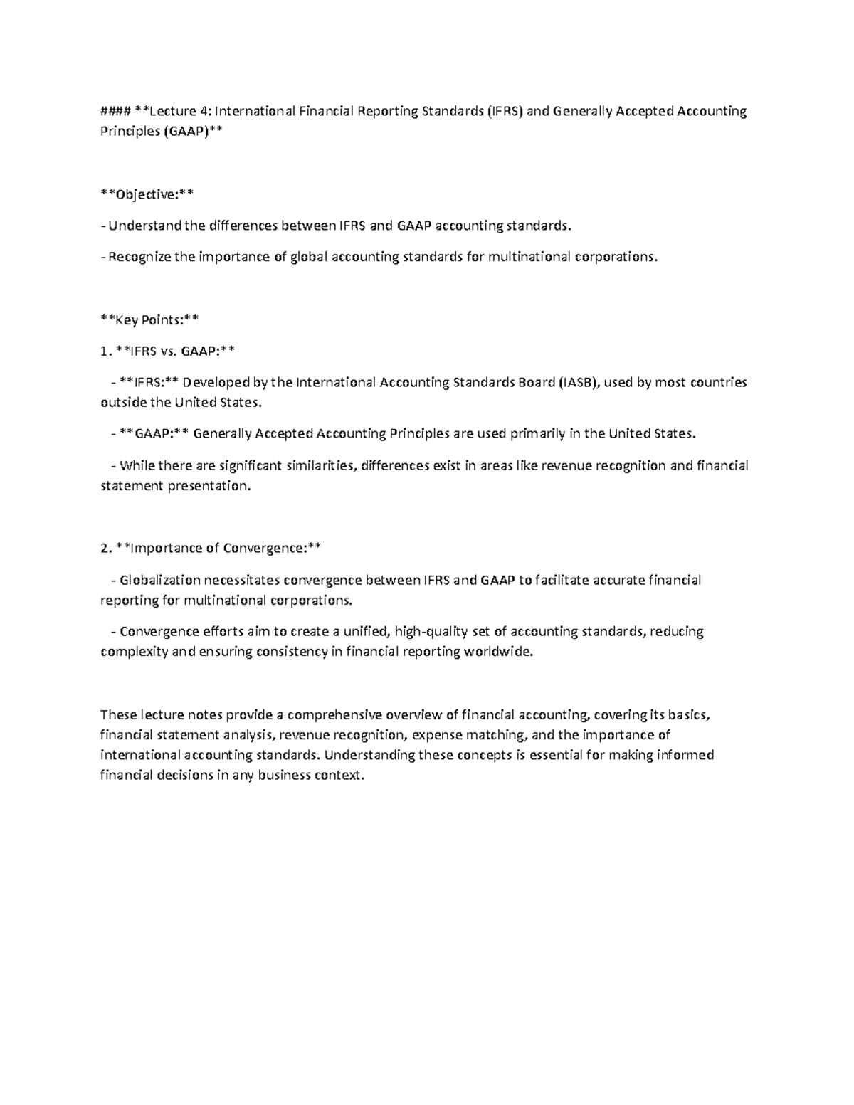 Lecture 4 fa - **Lecture 4: International Financial Reporting Standards ...