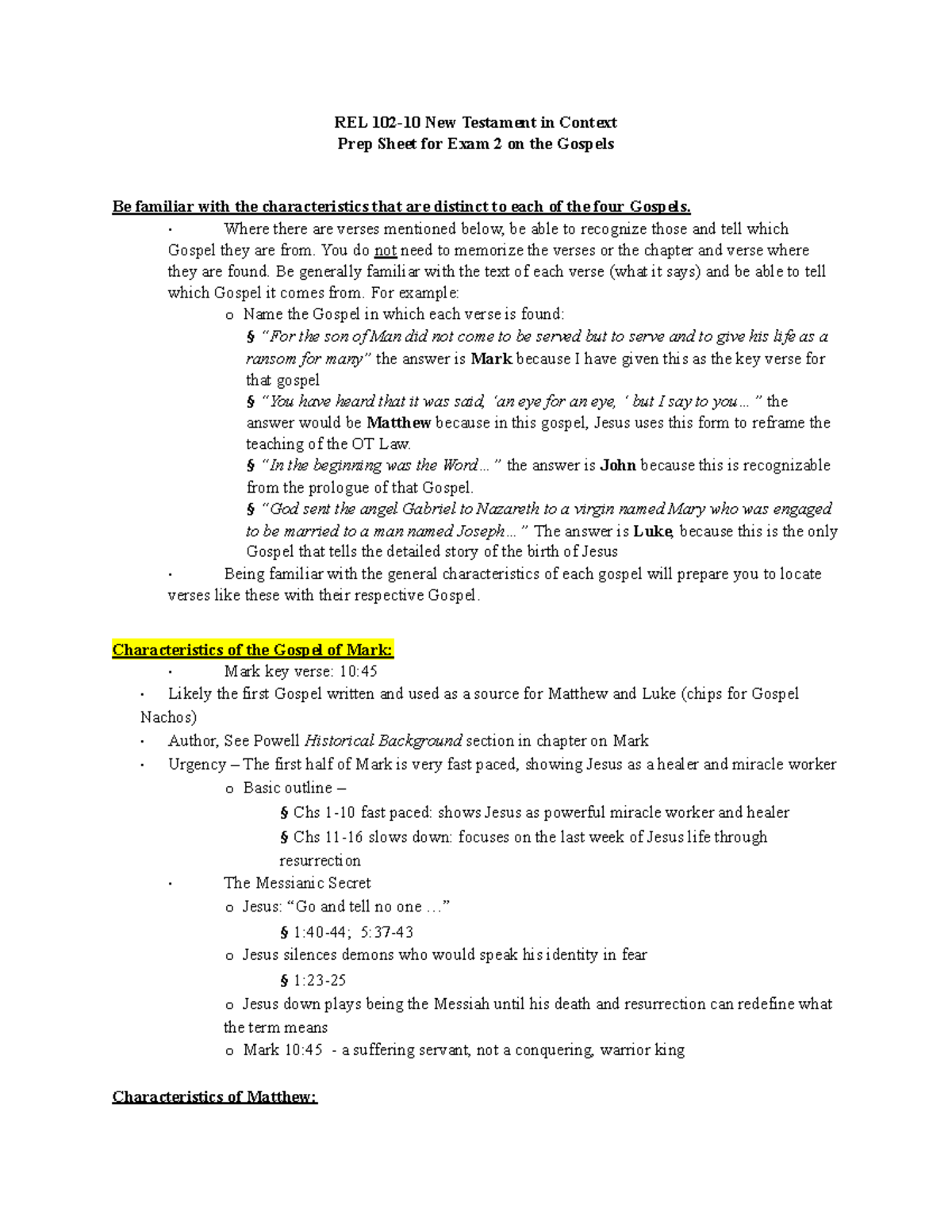 REL 102-Exam #2 Study Guide - REL 102-10 New Testament in Context Prep ...